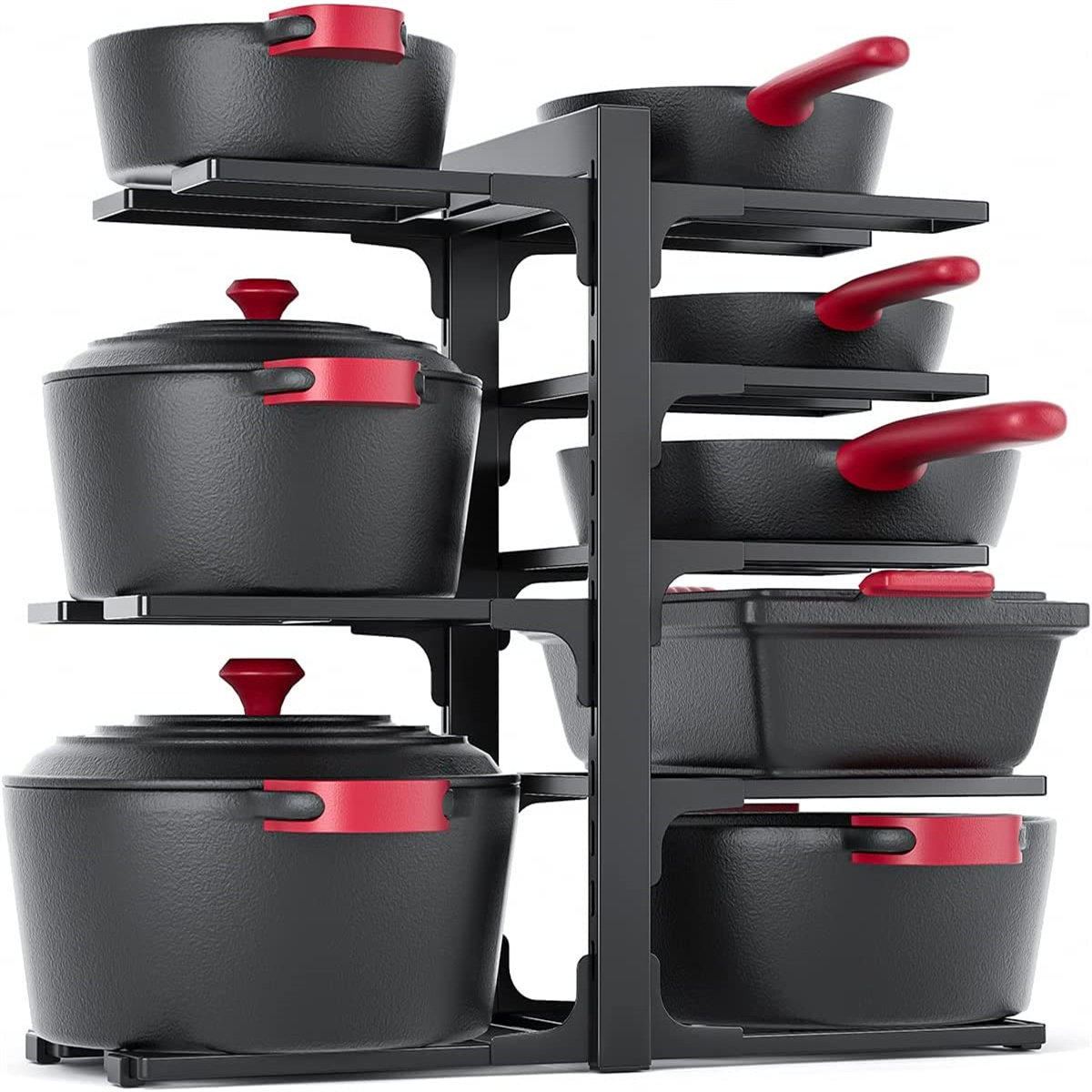 Prep & Savour Pots And Pans Organizer For Cabinet 8-Tier Heavy Duty ...