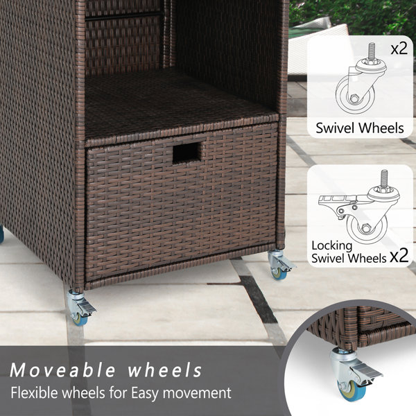Patio Novagarden Water Resistant Wicker Towel Valet with Wheels & Cover ...