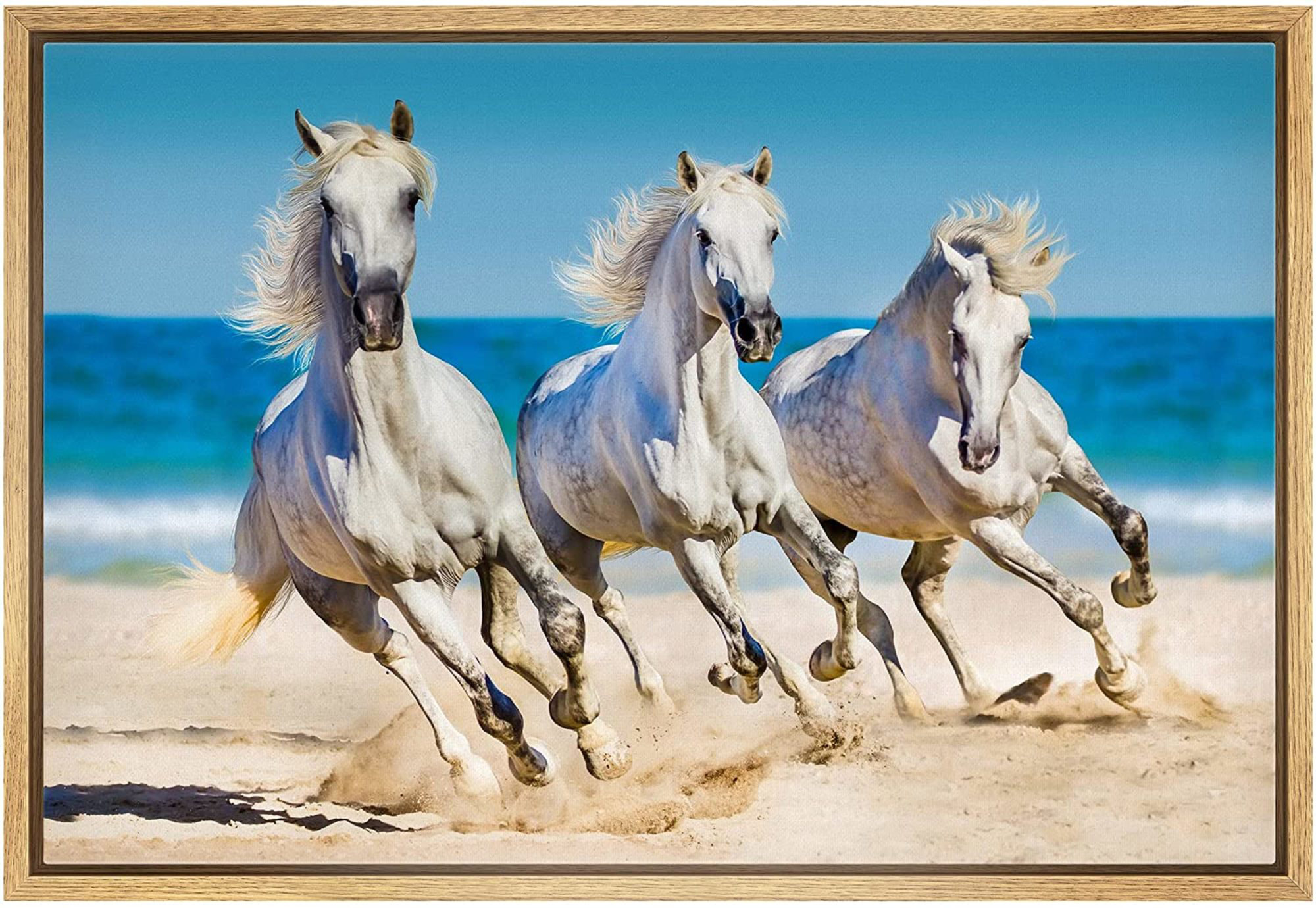 IDEA4WALL Running Horses IDEA4WALL Framed Canvas Print Wall Art ...