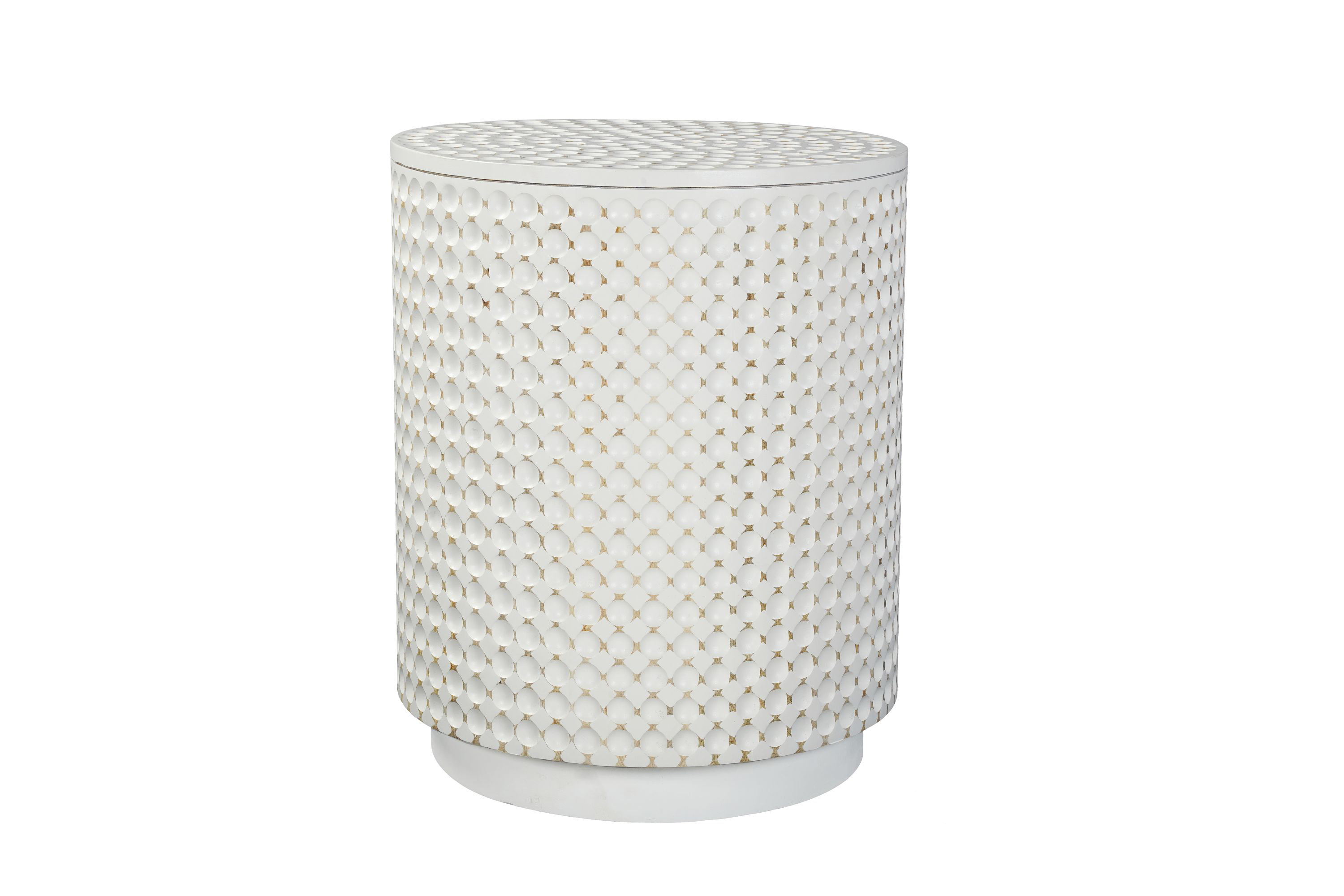 Carolina Cottage Dimple Round Accent Table - Whitewash | Wayfair