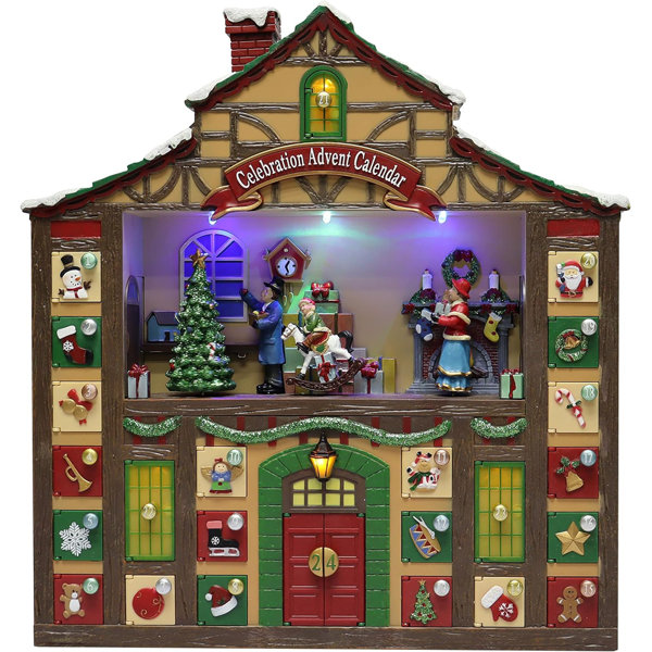 The Holiday Aisle® 16.2”H Animated Advent Calendar (Tree & People ...