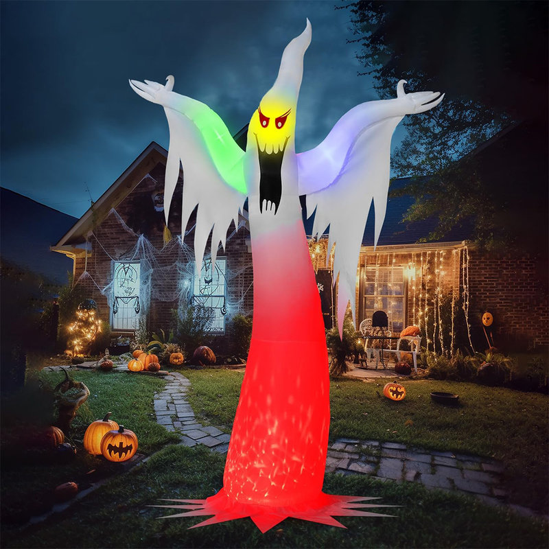 The Holiday Aisle® 12 FT Tall Halloween Inflatable Ghost with Built-in ...