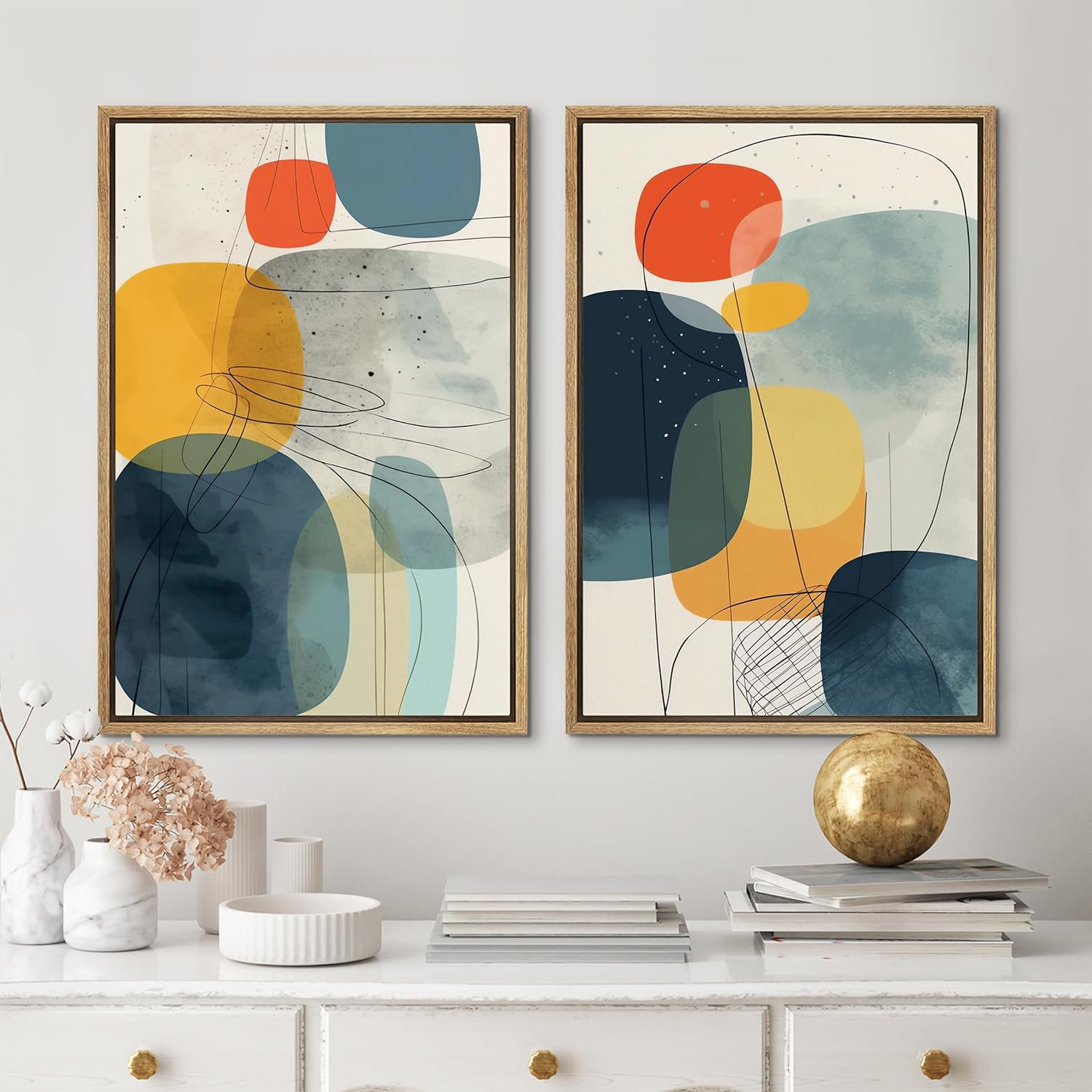 IDEA4WALL Mid Century Shape Colorful Polygon Abstract Shapes Geometric ...