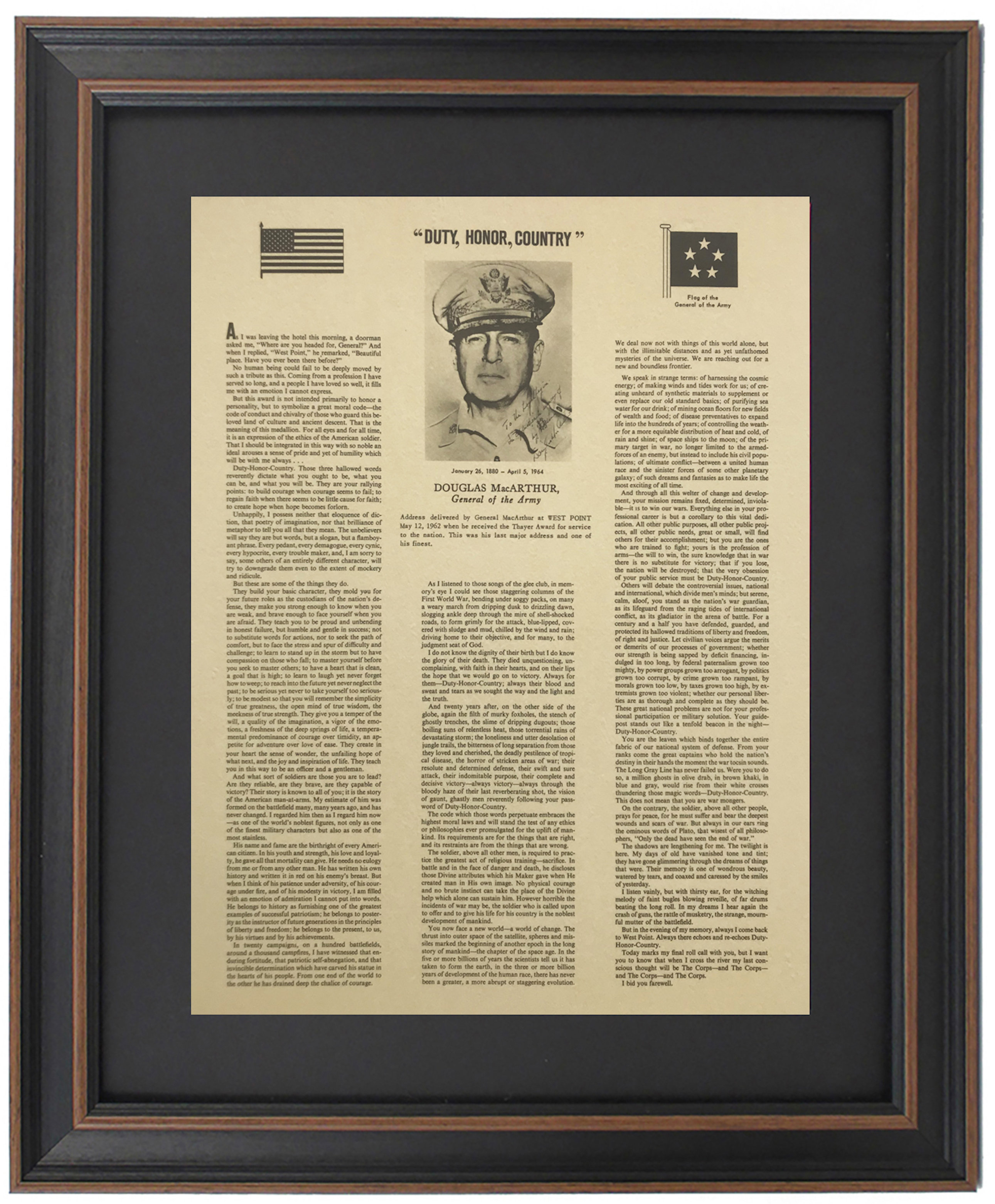 Alcott Hill® Duty, Honor, Country Address by Douglas MacArthur | Framed ...