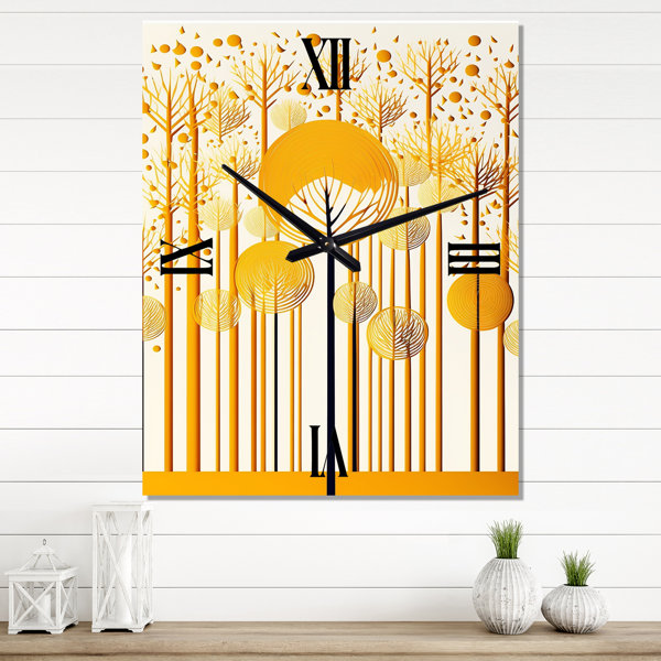 Ivy Bronx Abstract Yellow Forest Minimal Art - Landscape Trees Wall ...