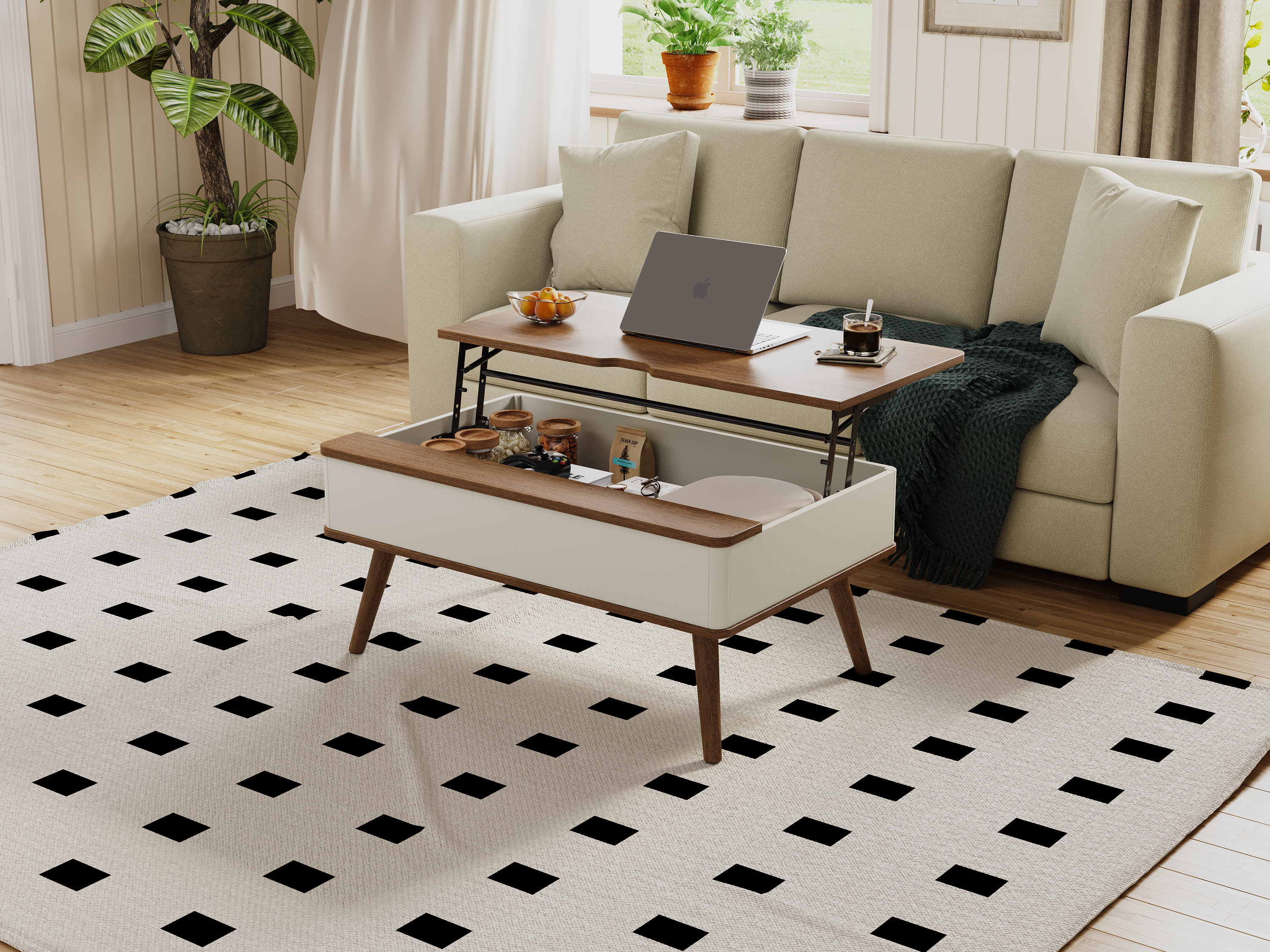 George Oliver Lasharn 40" Lift Top Extendable Coffee Table with Storage ...