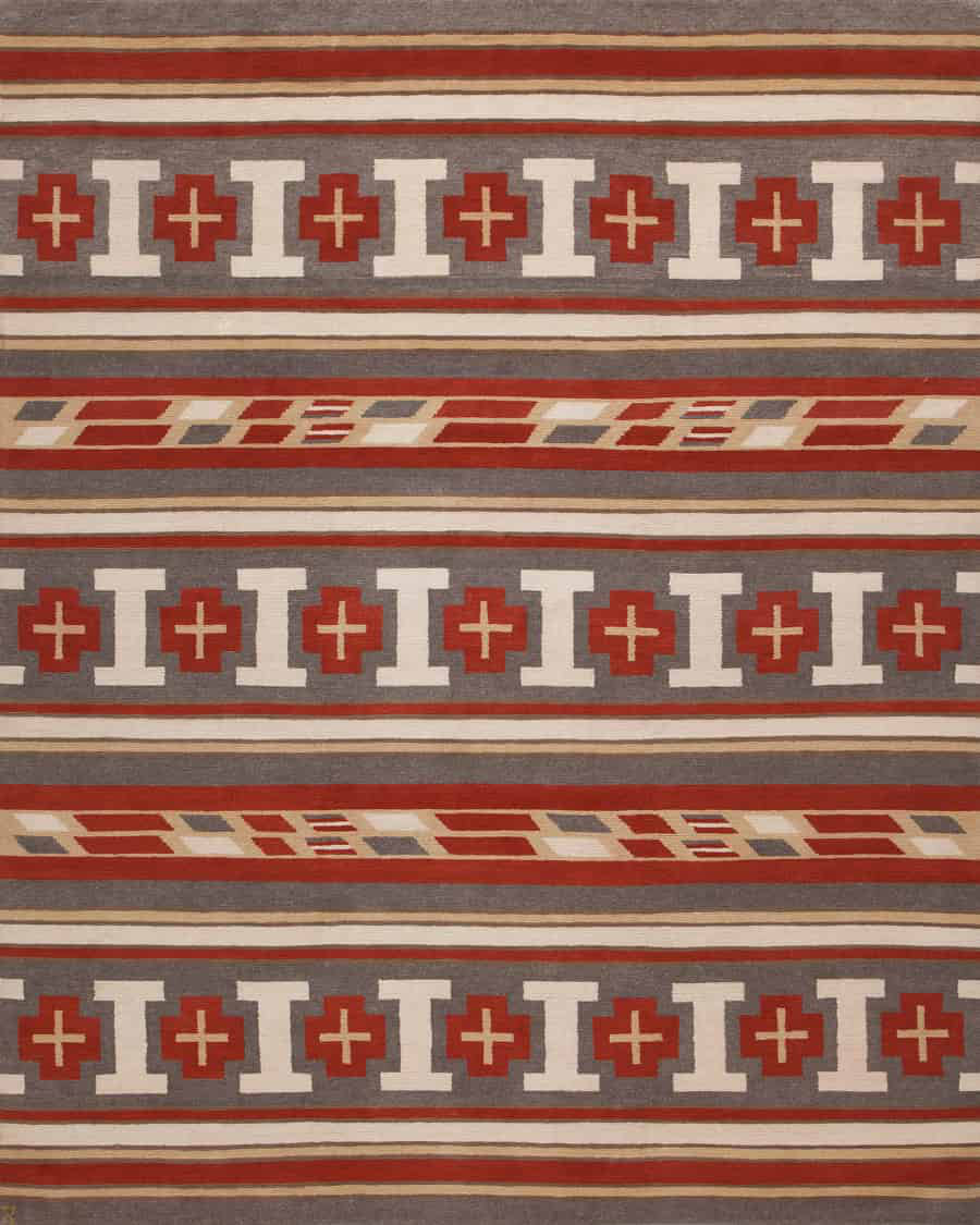 New Moon Rugs Mesa Southwestern Hand-Knotted Wool Area Rug in Charcoal ...