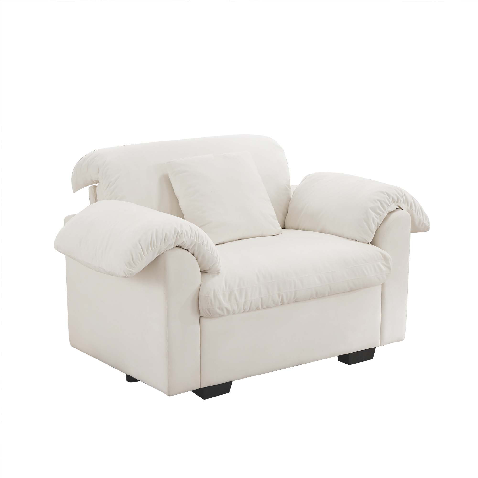 Mercer41 Modern Velvet Deep Seat Storage Sofa Chair With Fluffy Armrest ...