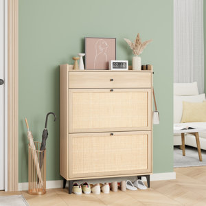 Bay Isle Home™ Lilac Rattan Shoe Storage Cabinet & Reviews | Wayfair