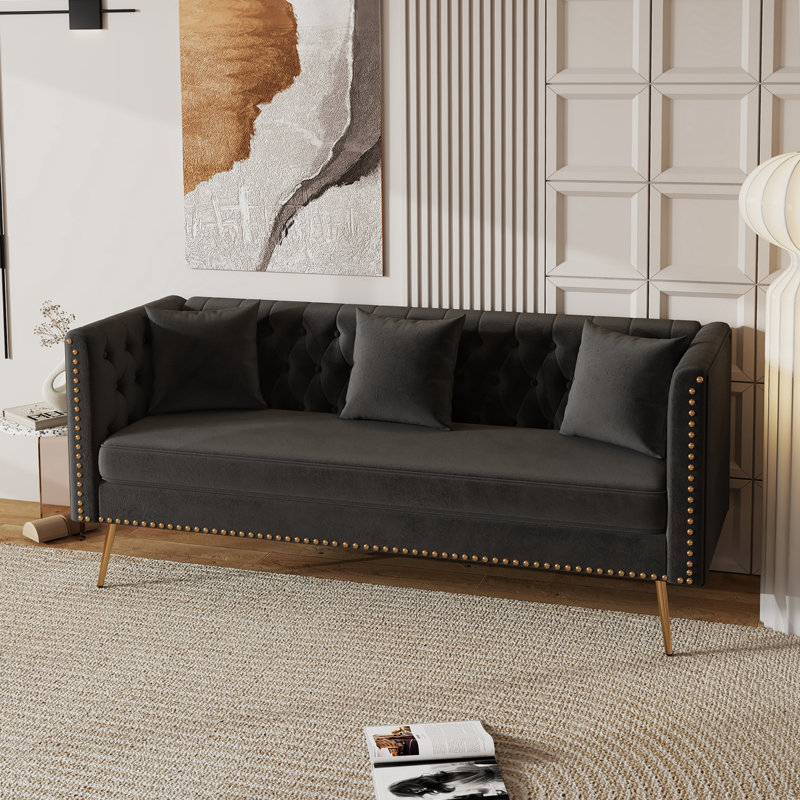 Mercer41 Raequon 77.2'' Velvet Sofa & Reviews | Wayfair