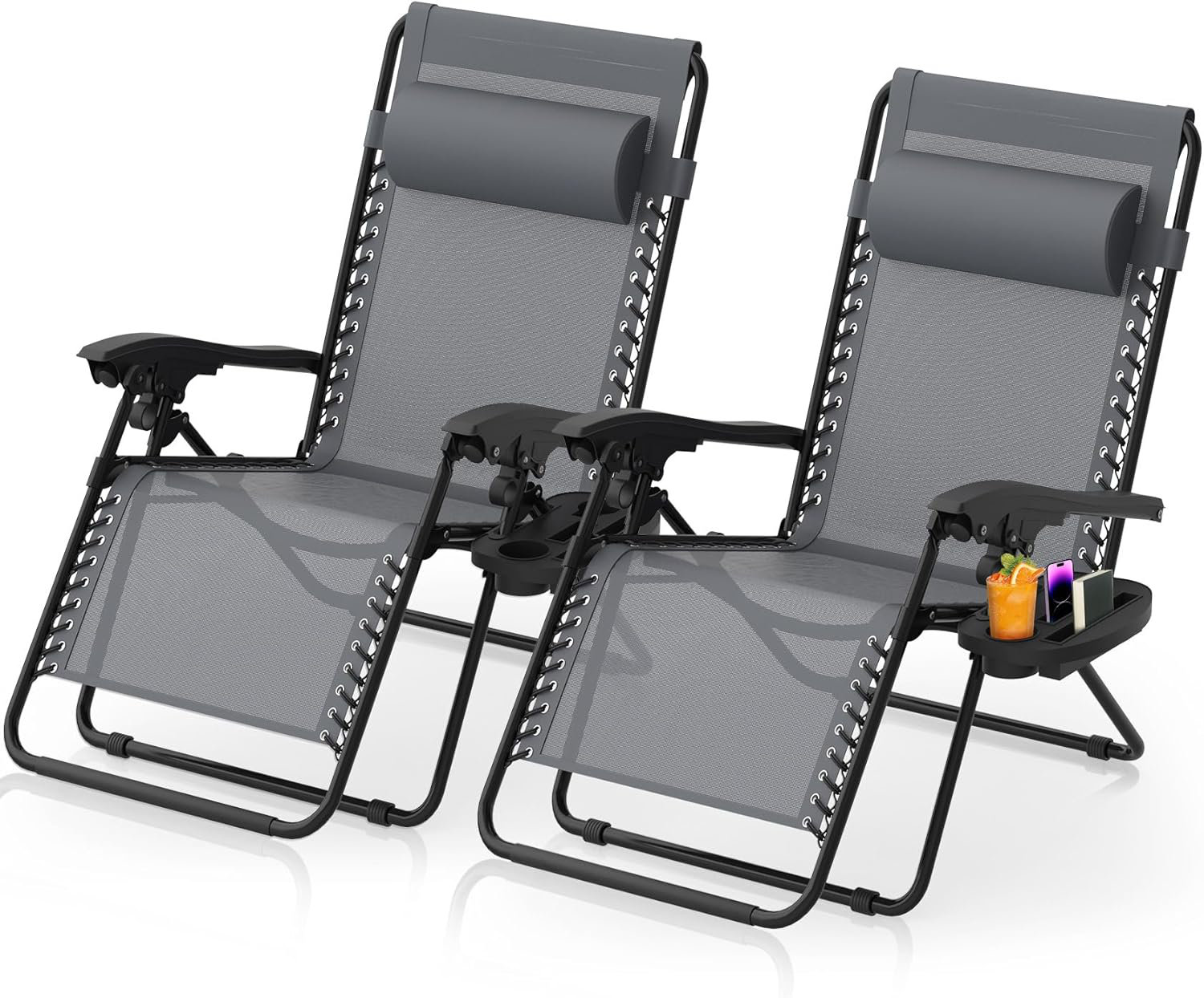 Arlmont & Co. Gravity Chairs Set of 2, Zero Gravity Lounge Chair w ...