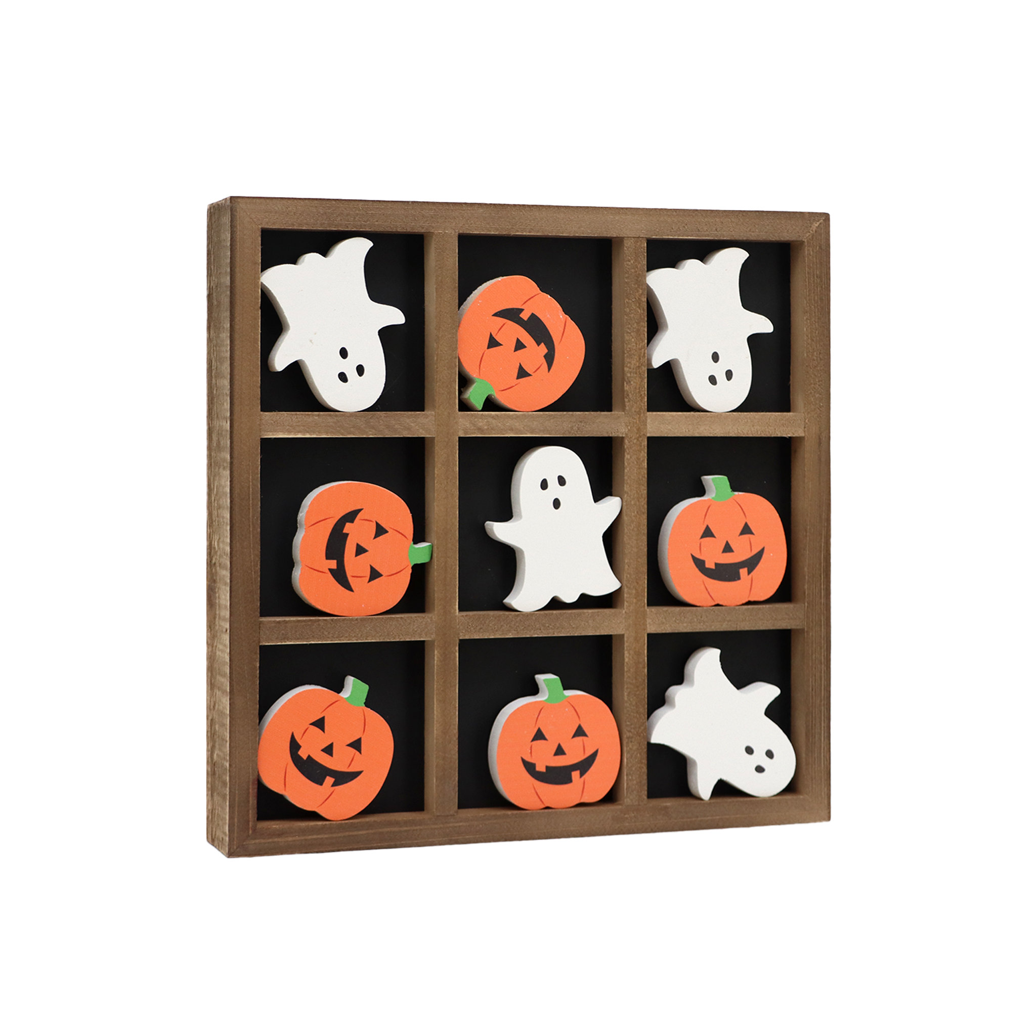 The Holiday Aisle® Pumpkin and Ghost Halloween Wooden Tic Tac Toe Game ...