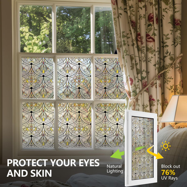 Bungalow Rose 3d Stained Glass Window Film, Decorative Window Privacy ...