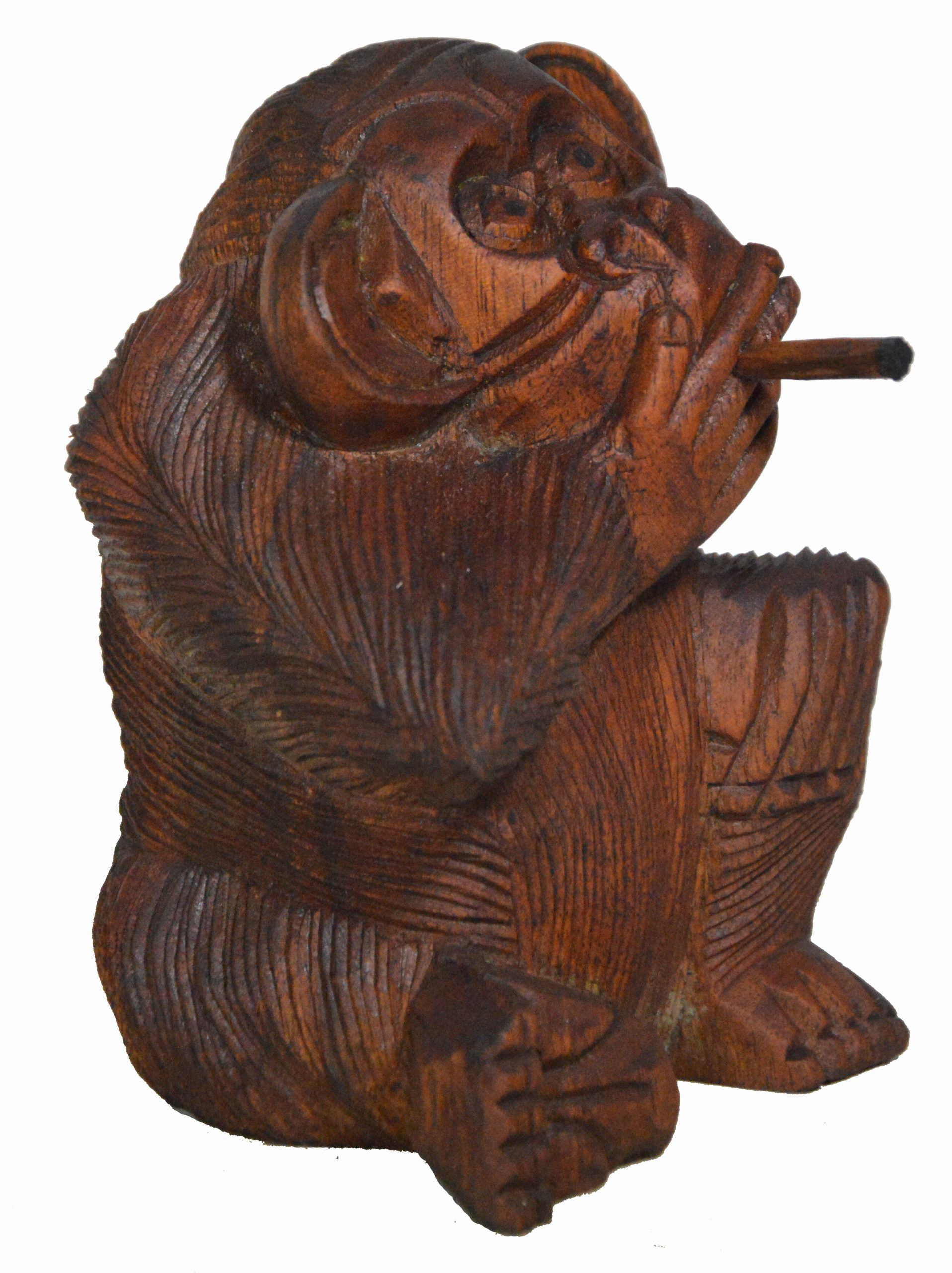 Dakota Fields Mckeon 6" Hand Carved Wooden Monkey With CIGAR SMOKING ...