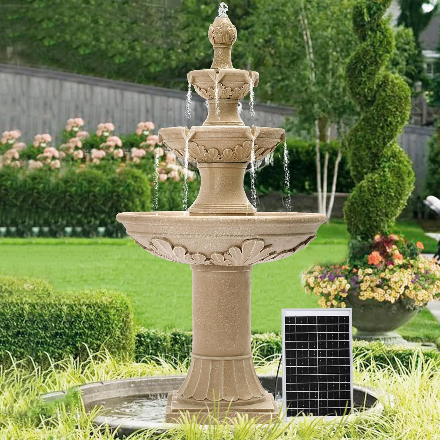 Charlton Home Italian Solar Water Fountains Outdoor Garden Decor - 48.4 ...