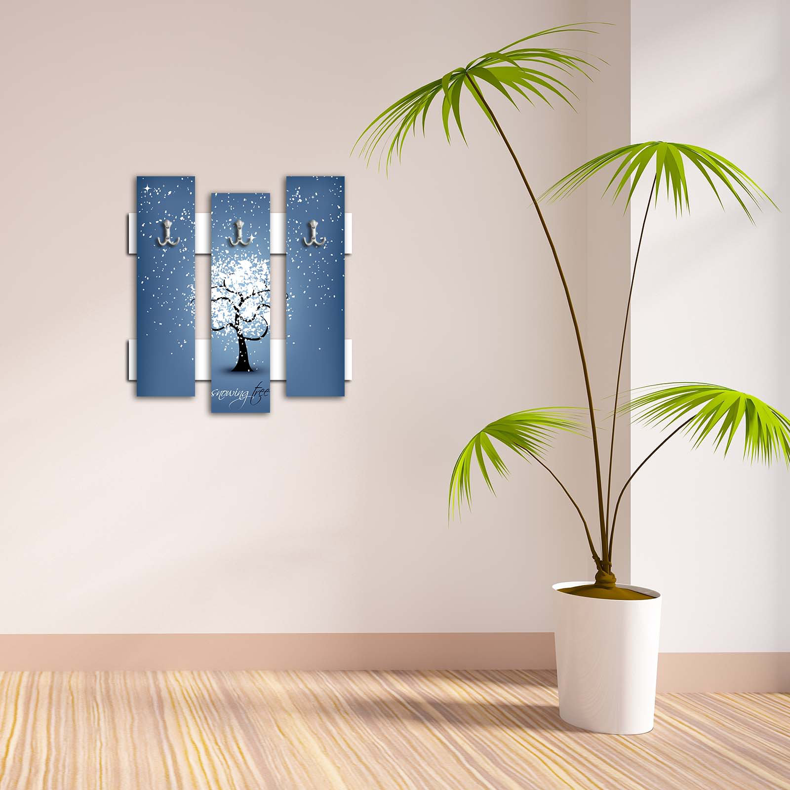 East Urban Home Kale 3 - Hook Wall Mounted Coat Rack in Blue/White ...