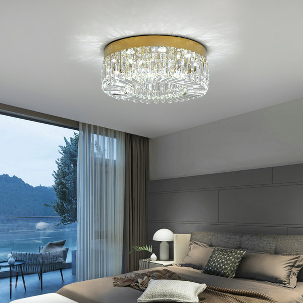 Mercer41 Crystal Chandelier 16Inch Chrome Semi Flush Mount Ceiling ...