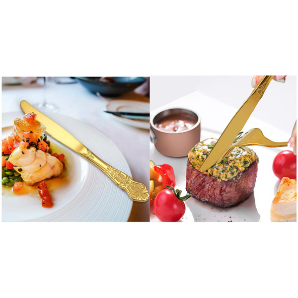 House of Hampton® Titanium Gold Plated Stainless Steel Flatware Set, 20 ...