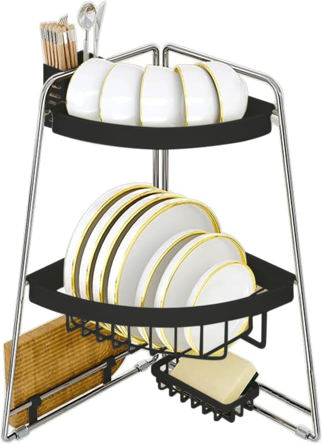 CHUANGWENYI Dish Drying Rack For Kitchen Counter 2 Tier Stainless Steel ...