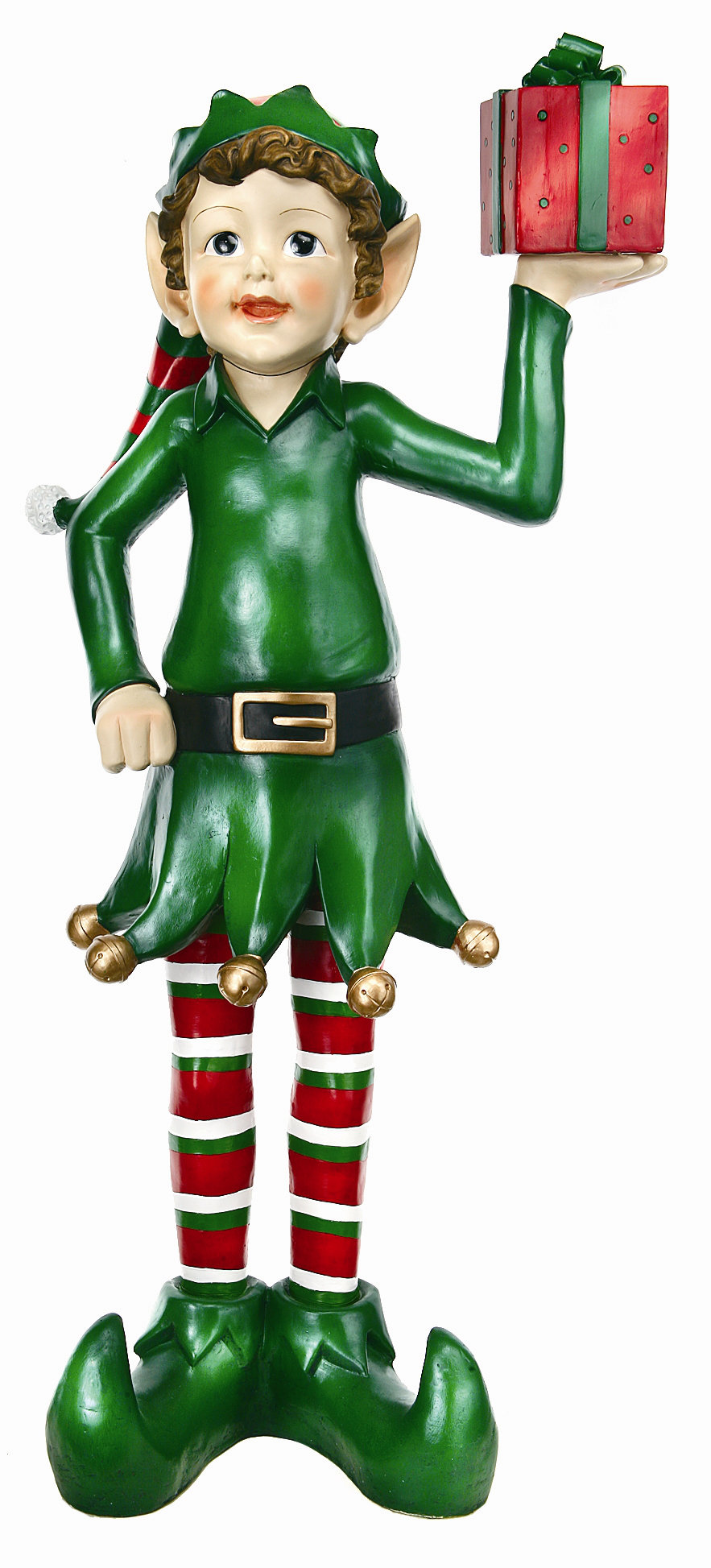 Regency International Elf with Gift Box Statue Christmas Decoration ...