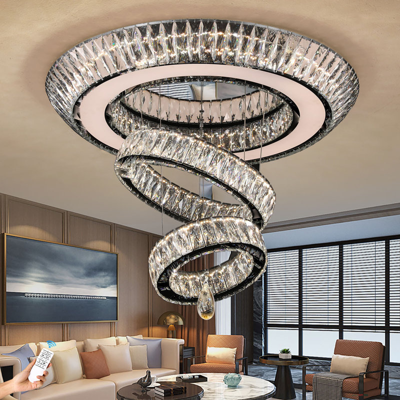 Rosdorf Park Jaimmie 32 Inch Modern Large Ring Crystal Chandelier ...