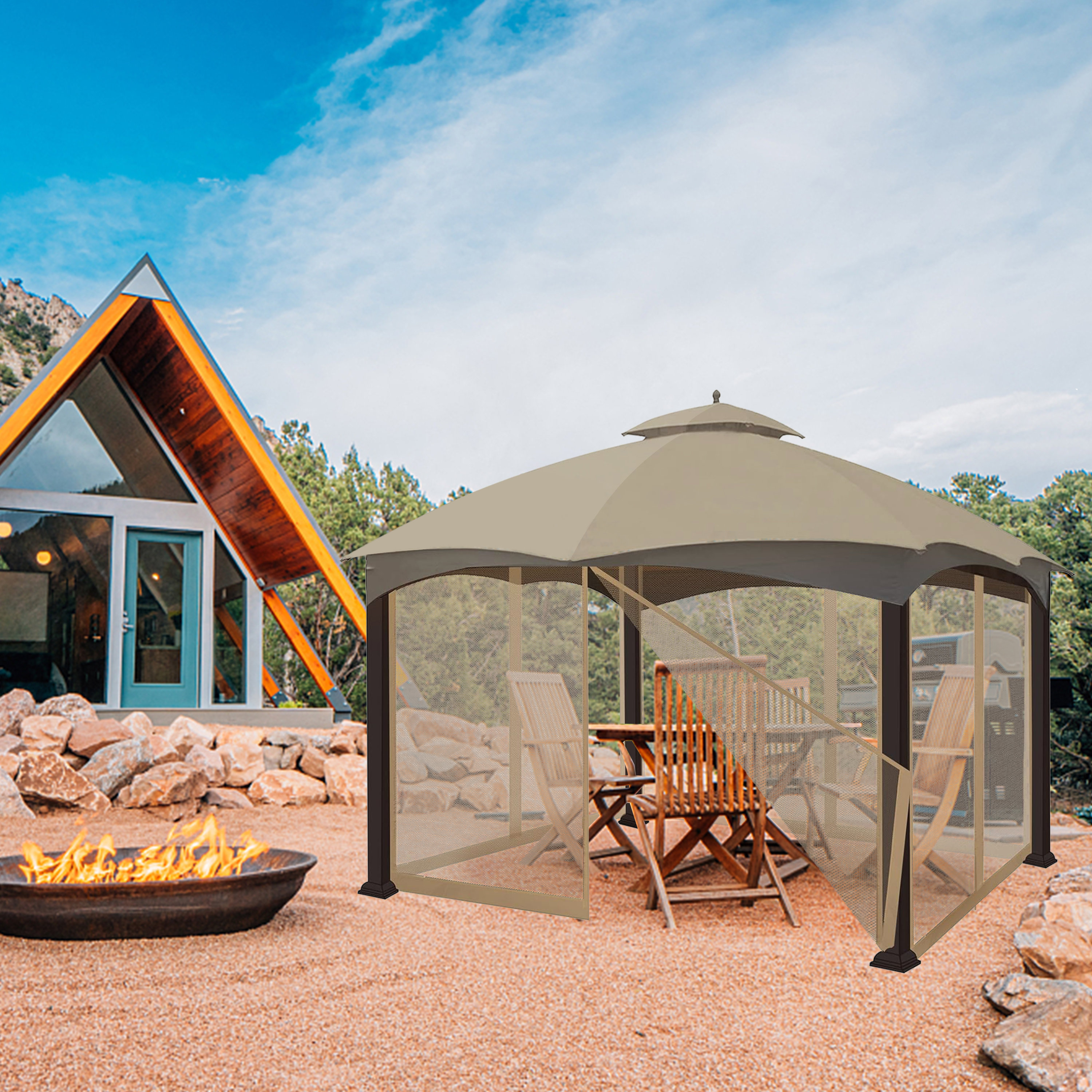 Eurmax Gazebo Universal Replacement Mosquito Netting for 10X12 Outdoor Canopy Mesh Sidewalls ...