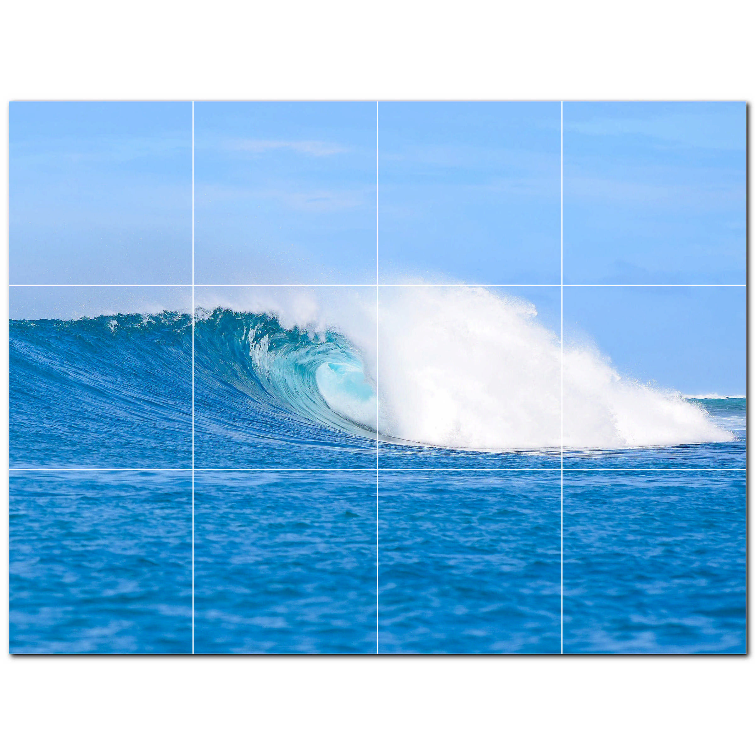 Picture-Tiles.com 48" x 36" Ceramic Waves Photo Decorative Mural Tile ...