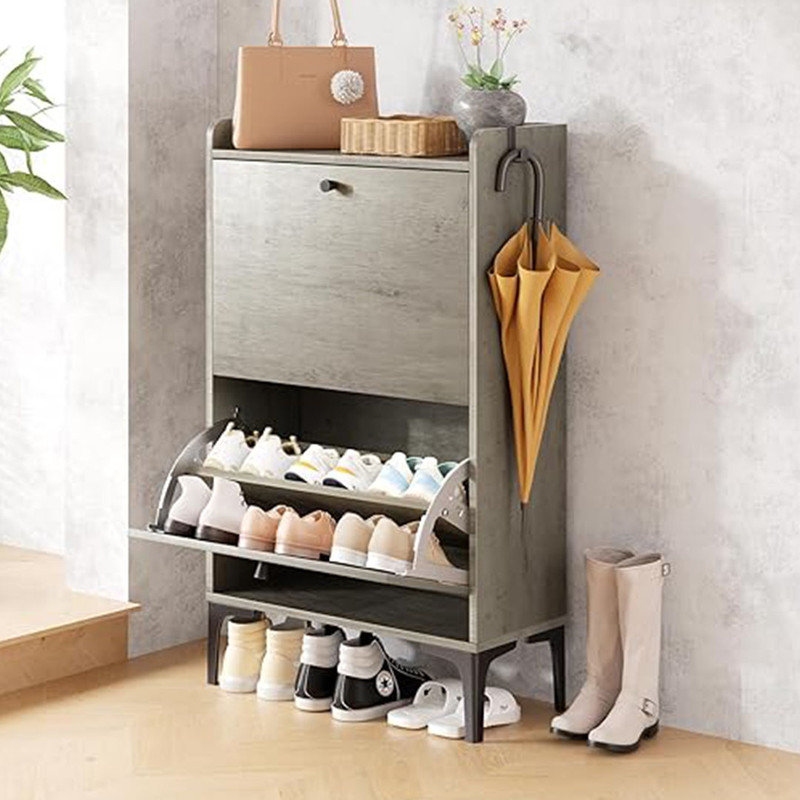 17 Stories Modern Shoe Cabinet with 2 Flip Drawers, Adjustable Slim ...
