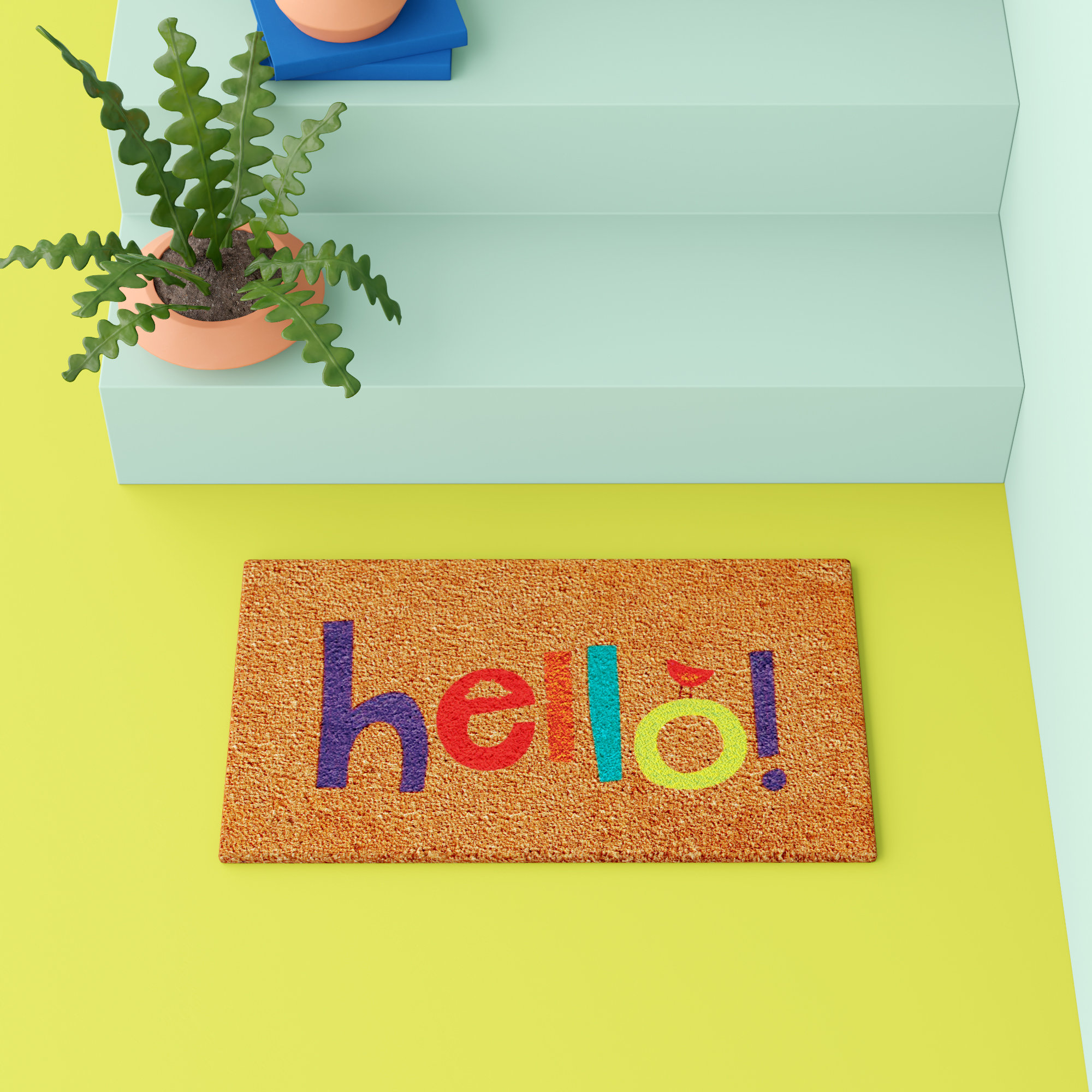 Red Barrel Studio Rajib Hello 29" x 17" Non-Slip Outdoor Door Mat ...