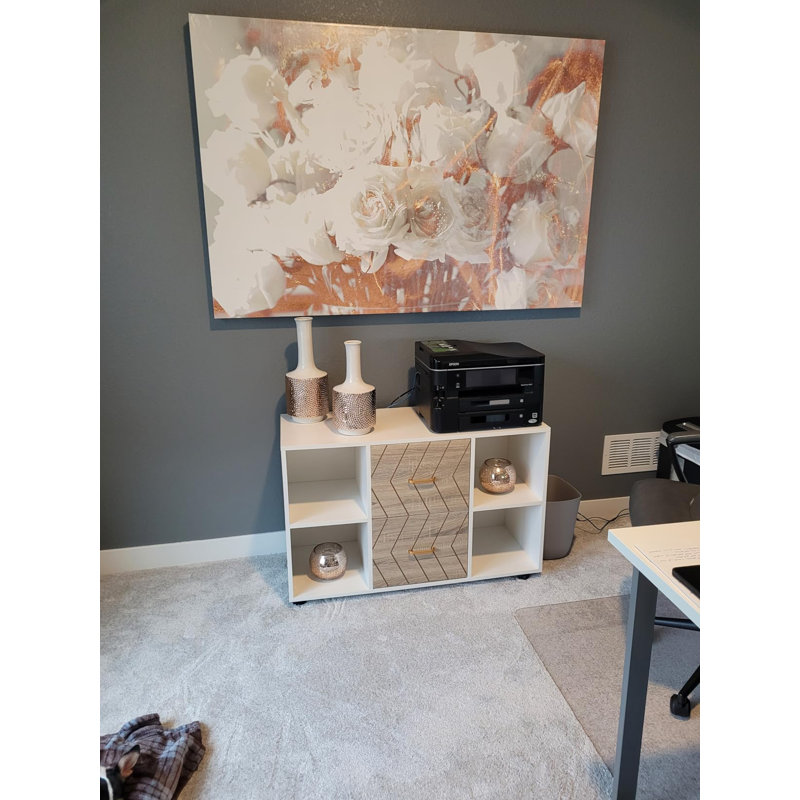 Latitude Run® White Printer Stand with Storage Shelves and Rolling ...