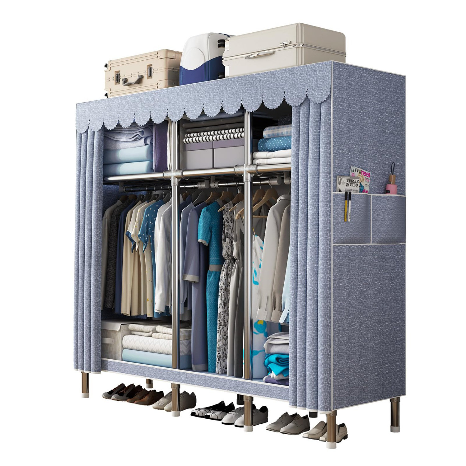 Rebrilliant 59Inch Portable Wardrobe Closet Storage Organizer For ...