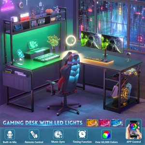 Wrought Studio™ Steinber L Shaped Desk with Hutch & Monitor Stand, Home ...