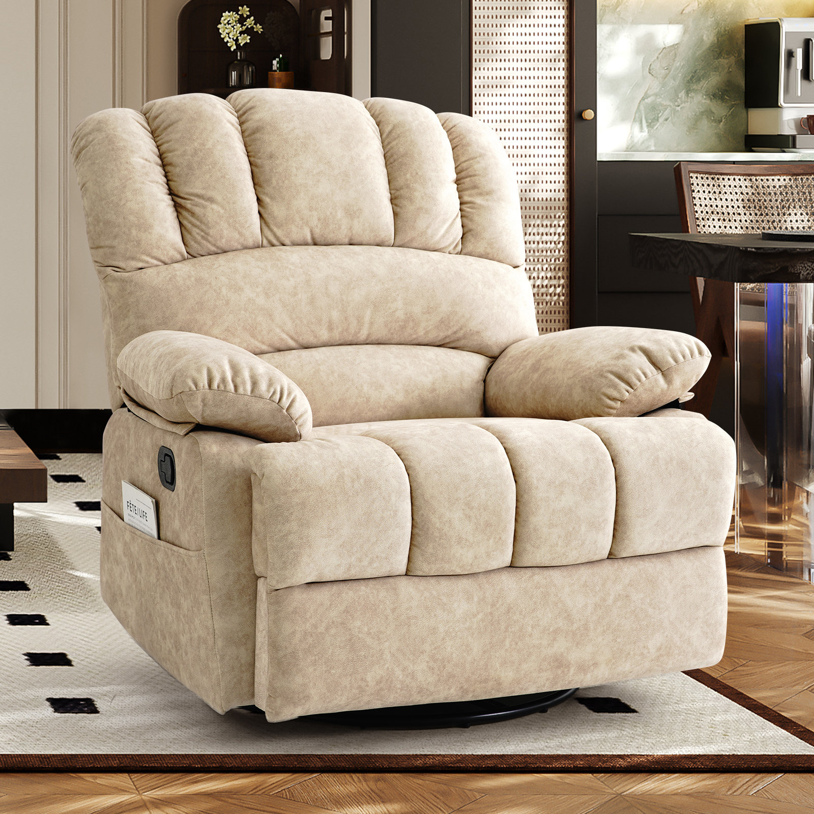 Latitude Run® Oversized Swivel Rocker Recliner Chair Glider Rocker Lazy ...