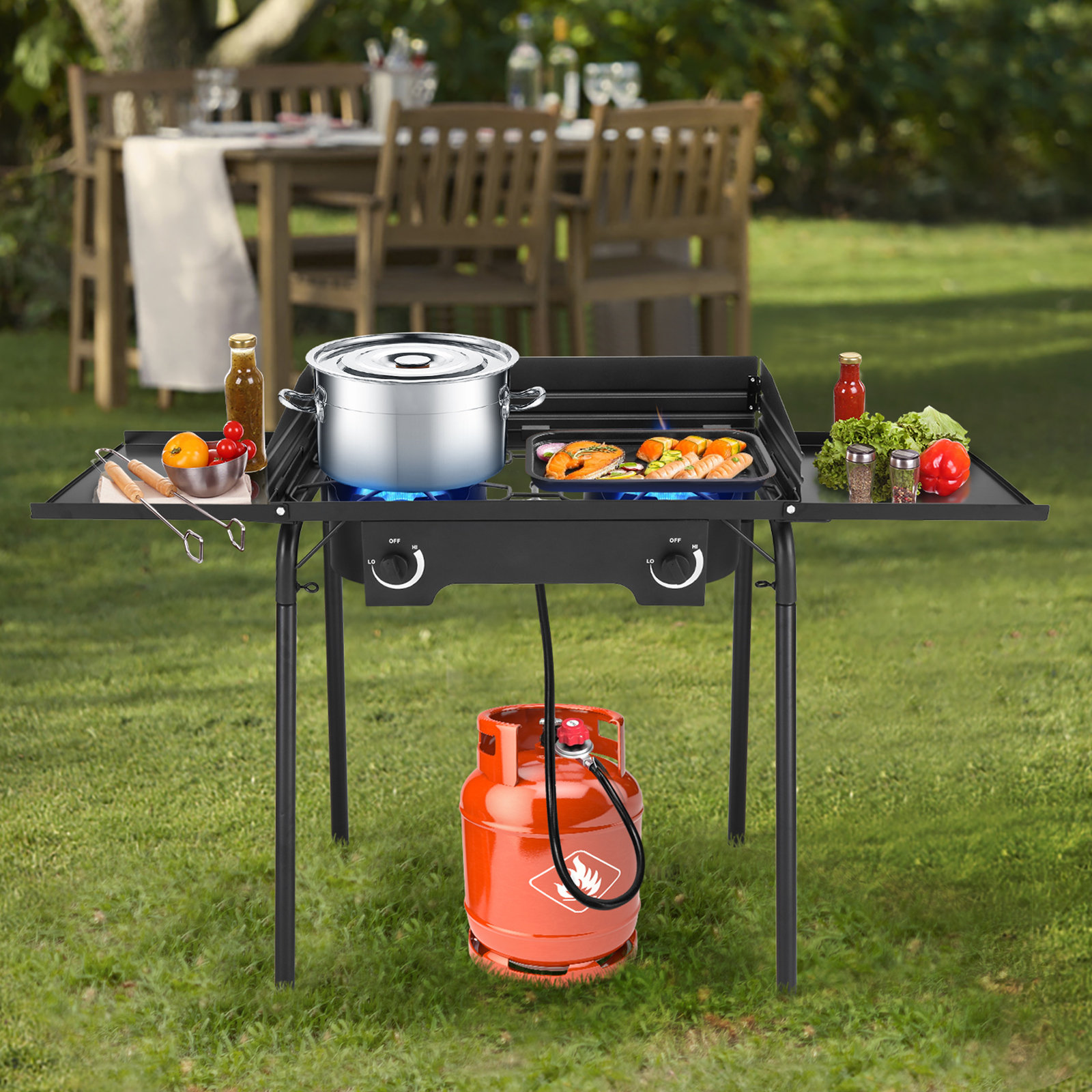 Winado 2 - Burner High Pressure Propane Outdoor Stove with Windscreen ...