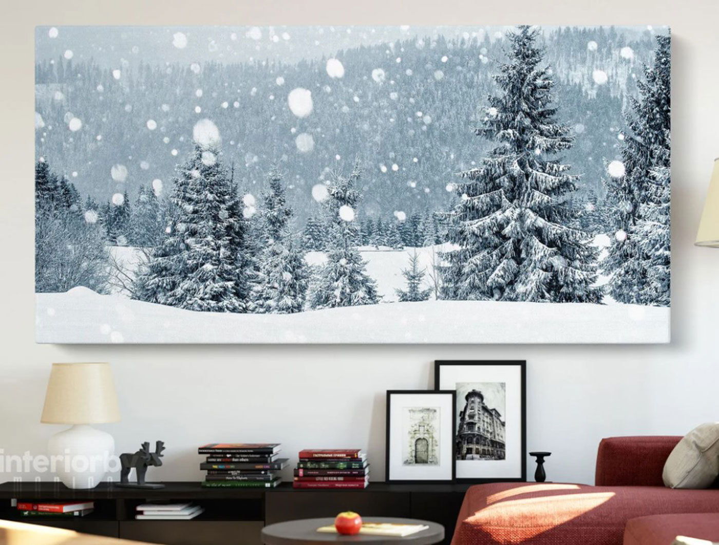 The Holiday Aisle® X-Max Tree Canvas, Christmas Tree Canvas, Snowfall ...