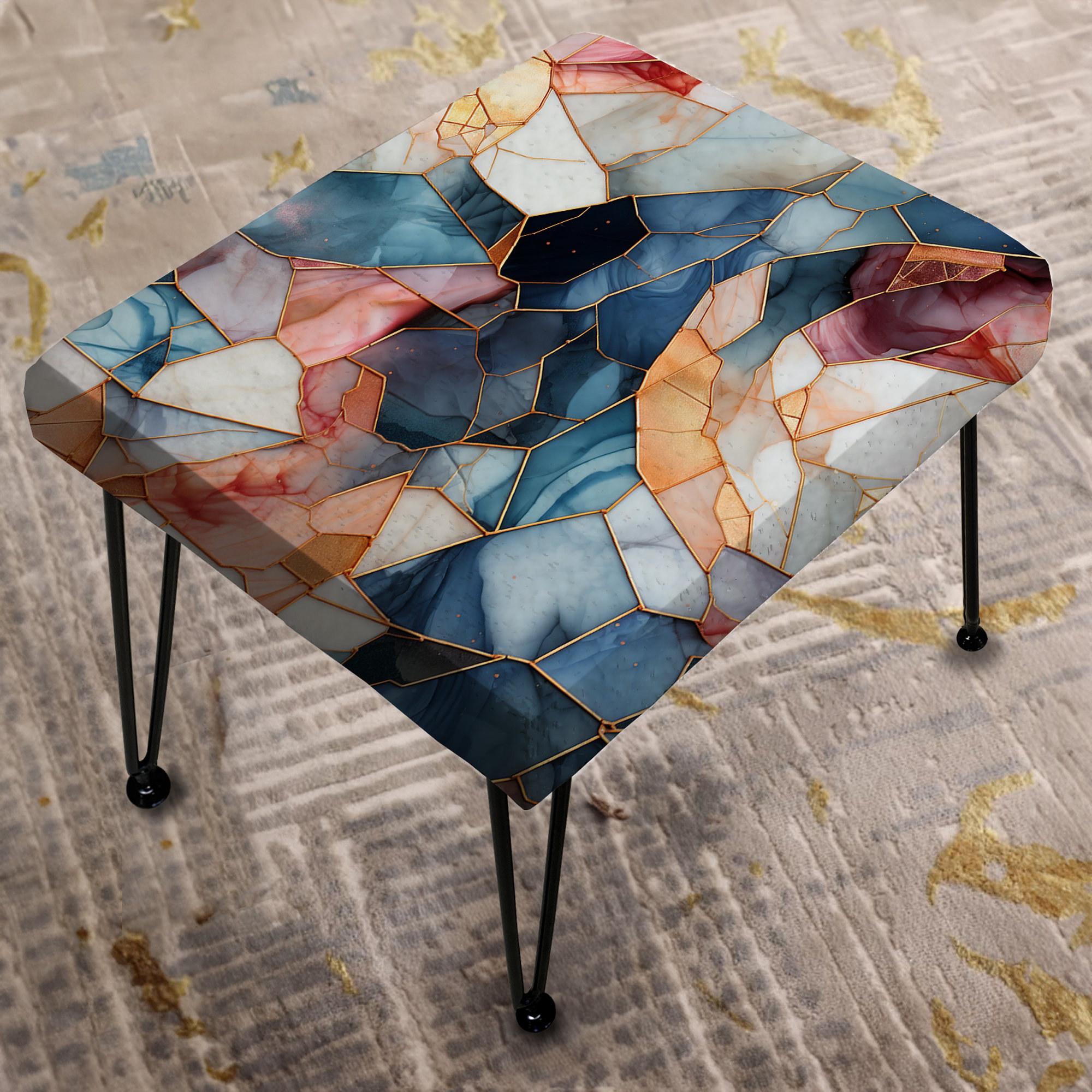 Design Art Teal And Red Marble Mosaic Elegance - Marble Rectangle ...