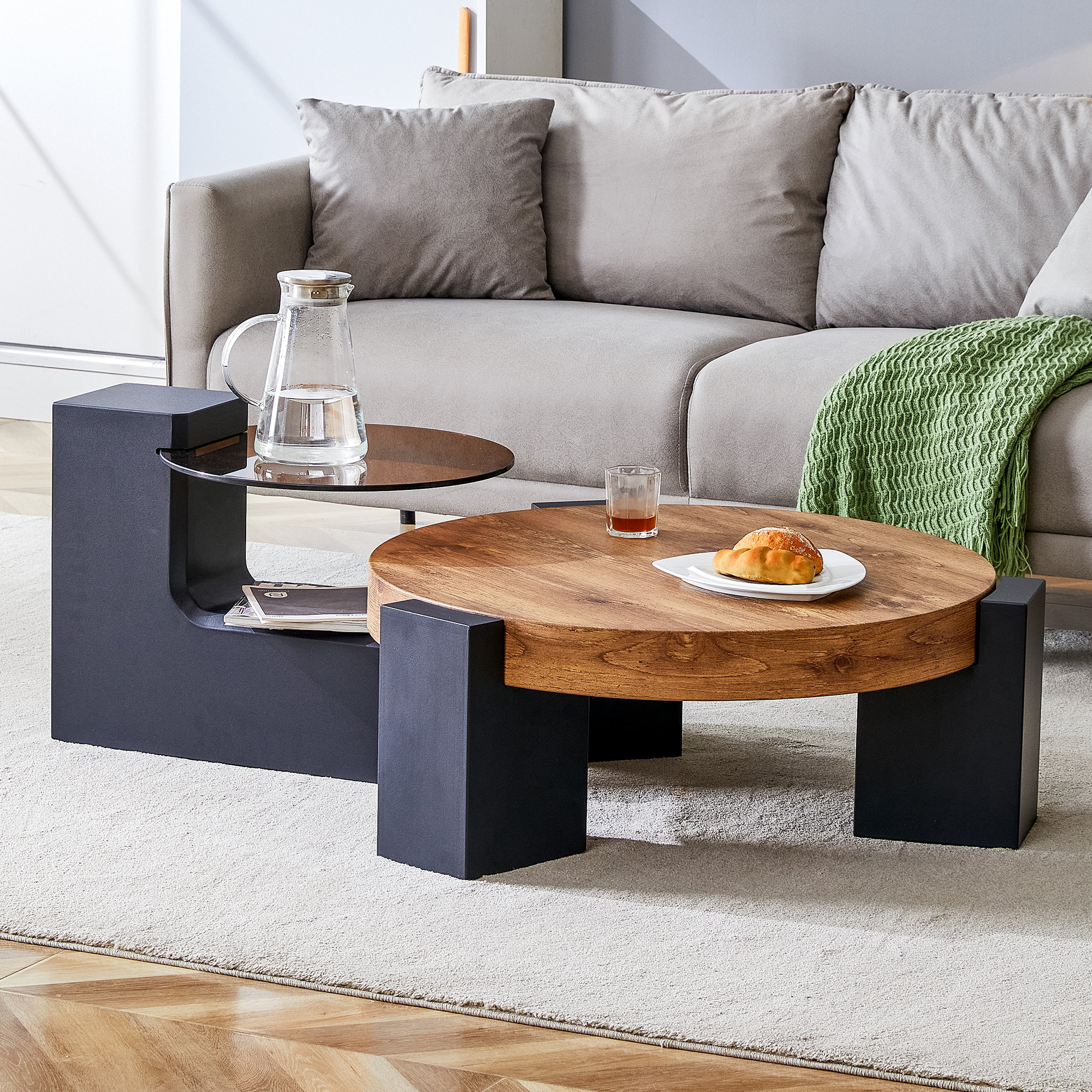 Wrought Studio™ Detachable Double Layer Coffee Table with Stylish MDF ...