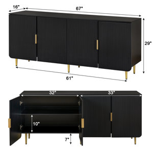 Mercer41 Maali 67" Fluted Modern TV Stand with Storage Cabinet, Mid ...