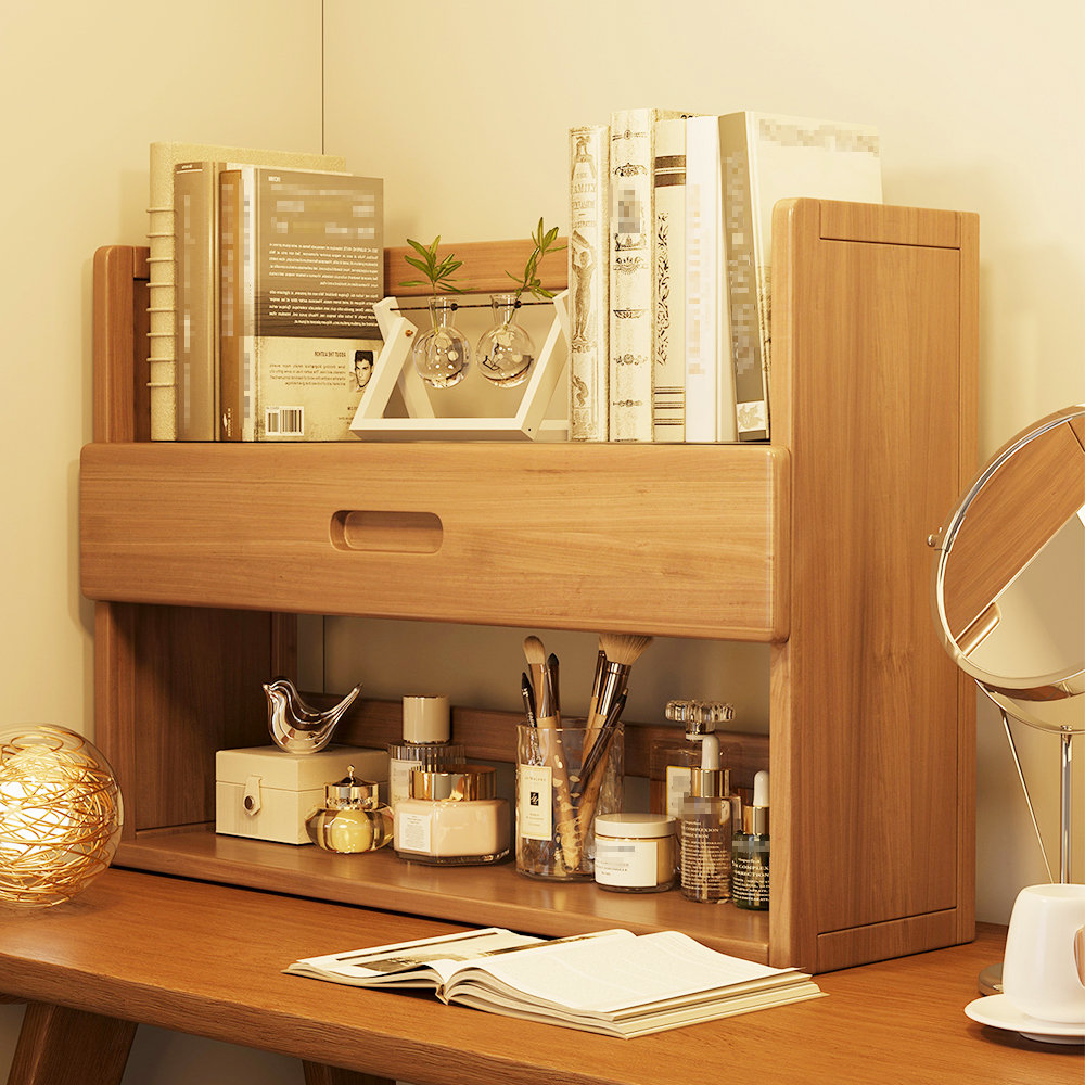 17 Stories 2-Tier Bamboo Desktop Bookshelf with Drawer Design | Wayfair ...