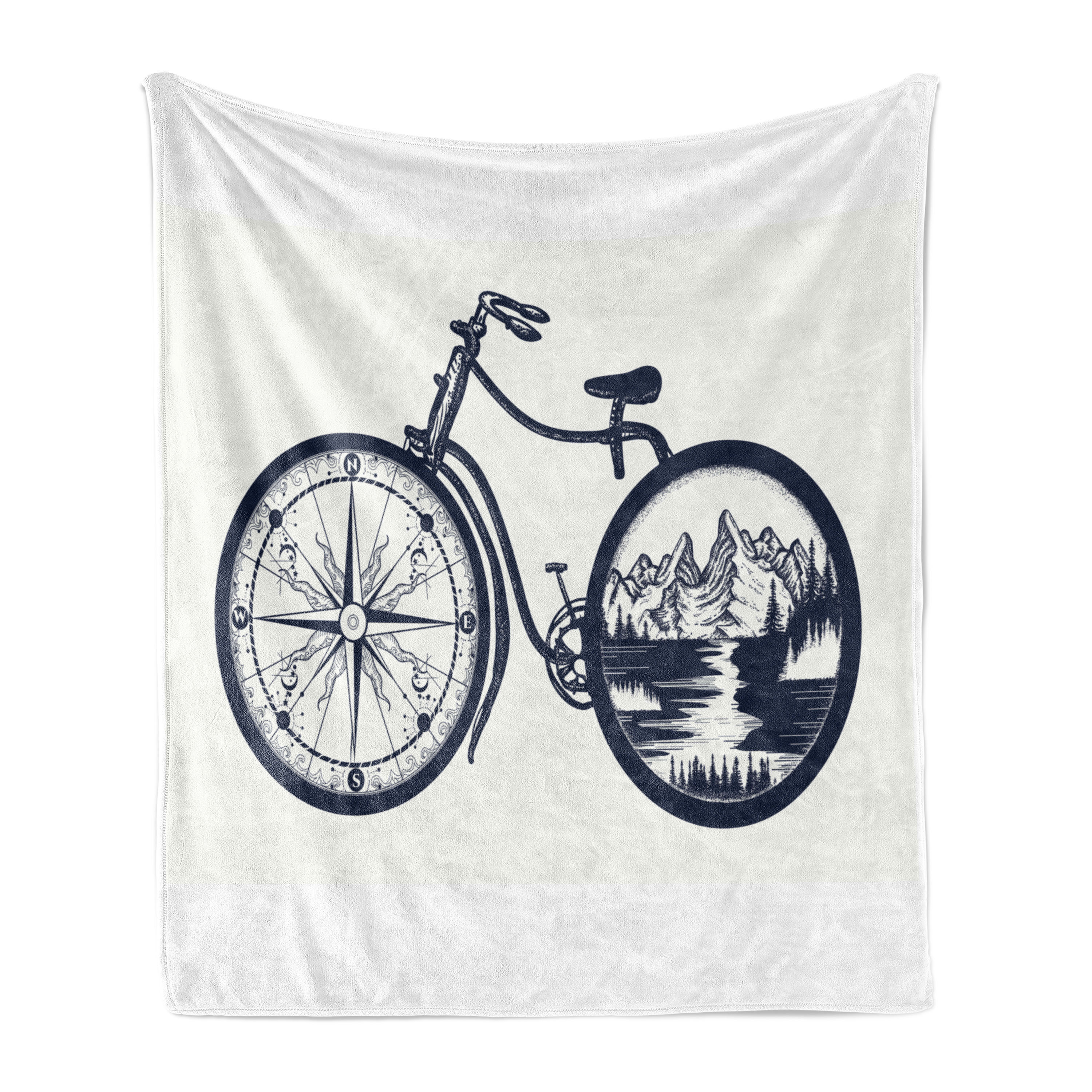 Ambesonne Travel Fleece Throw Blanket Compass and Landscape Wheels ...