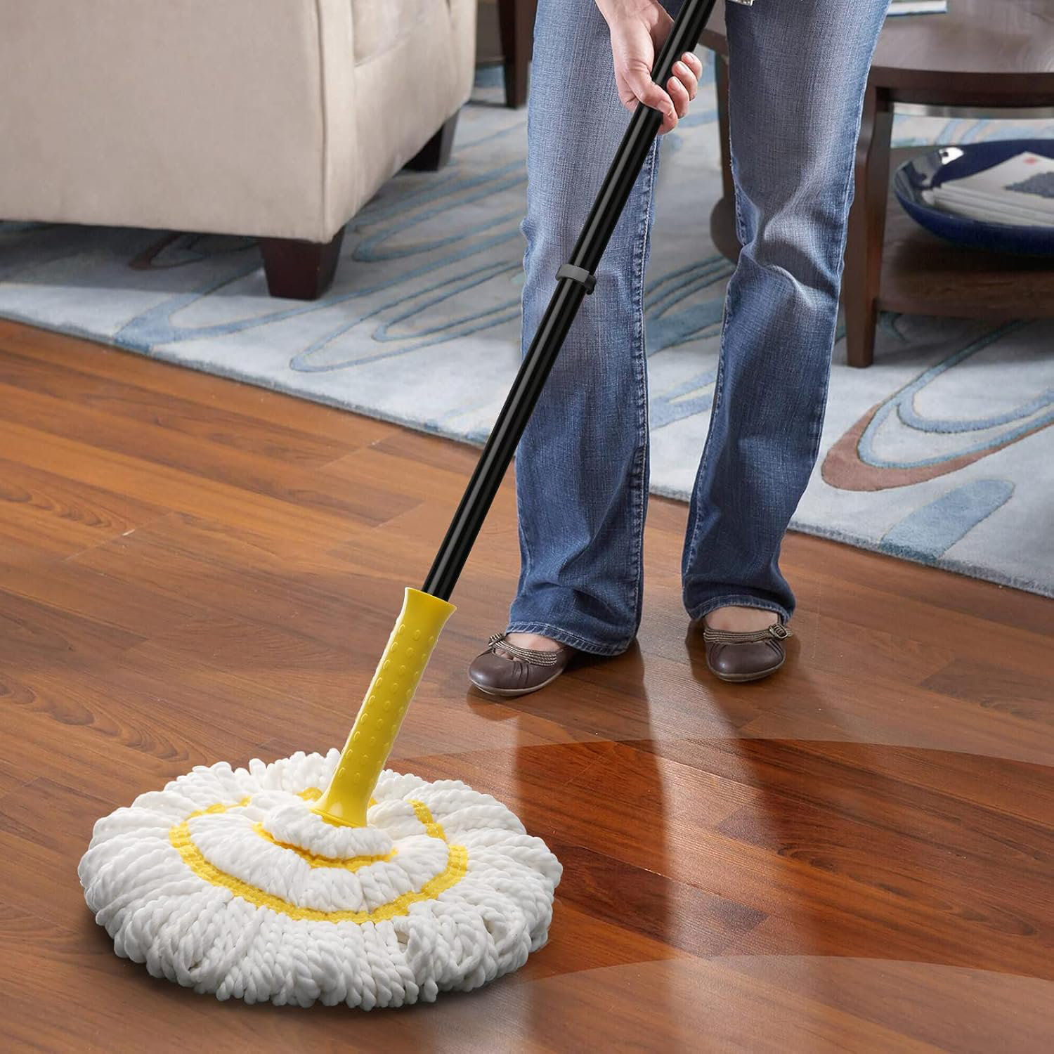 Fish hunter Self-Wringing Twist Mop For Floor Cleaning, Long Handled ...