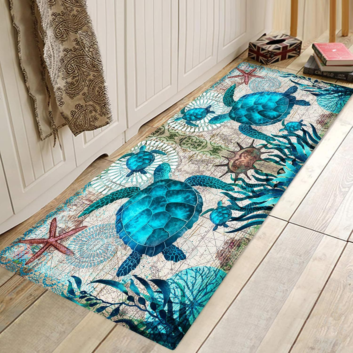 Beachcrest Home™ Sea Turtle Theme Non-Slip Runner Rug | Wayfair
