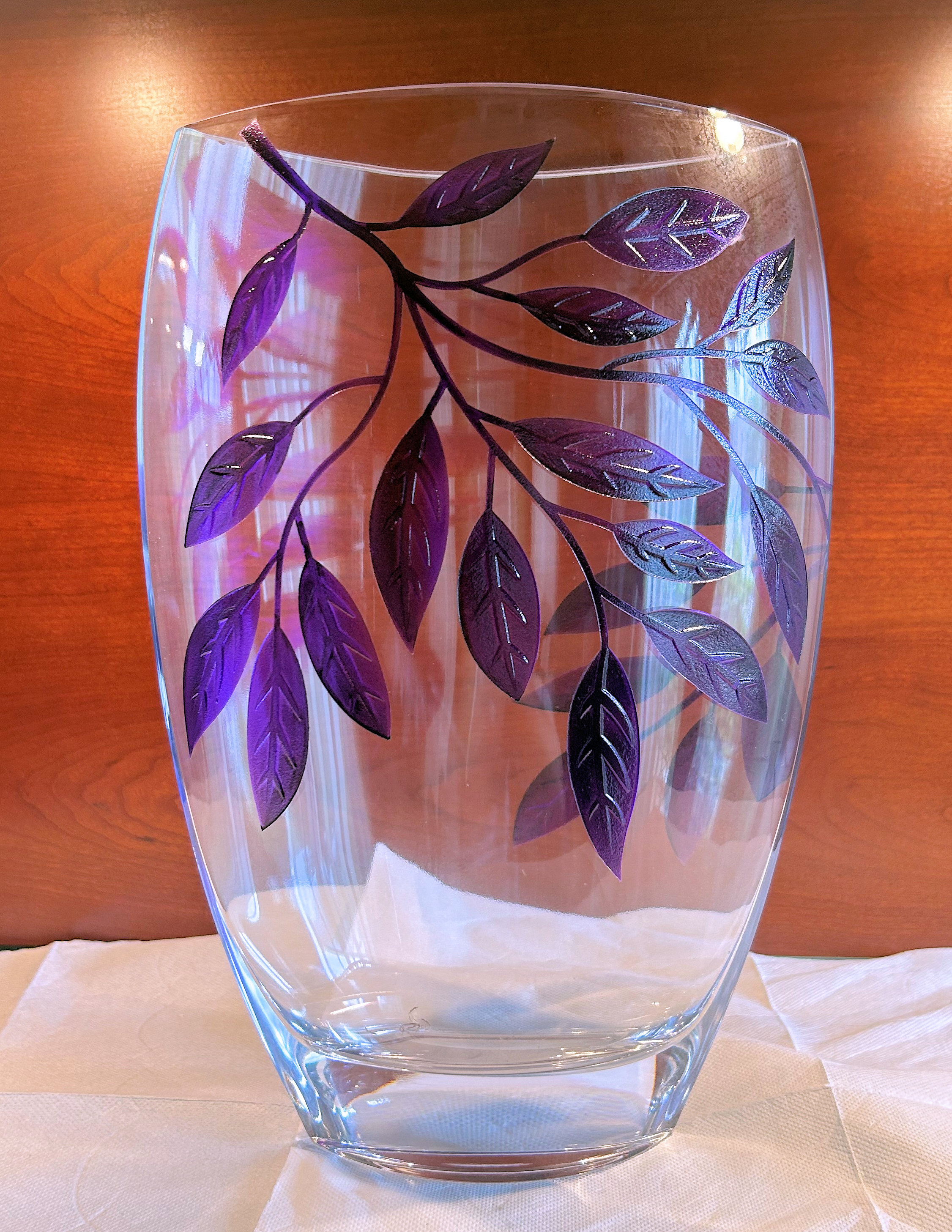 Rosdorf Park Olive Leaves European Mouth Blown Lead Free Crystal Vase 7 ...