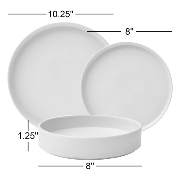 222 Fifth Kaden 12-Piece Modern Dinnerware Set - Service For 4, Plate ...