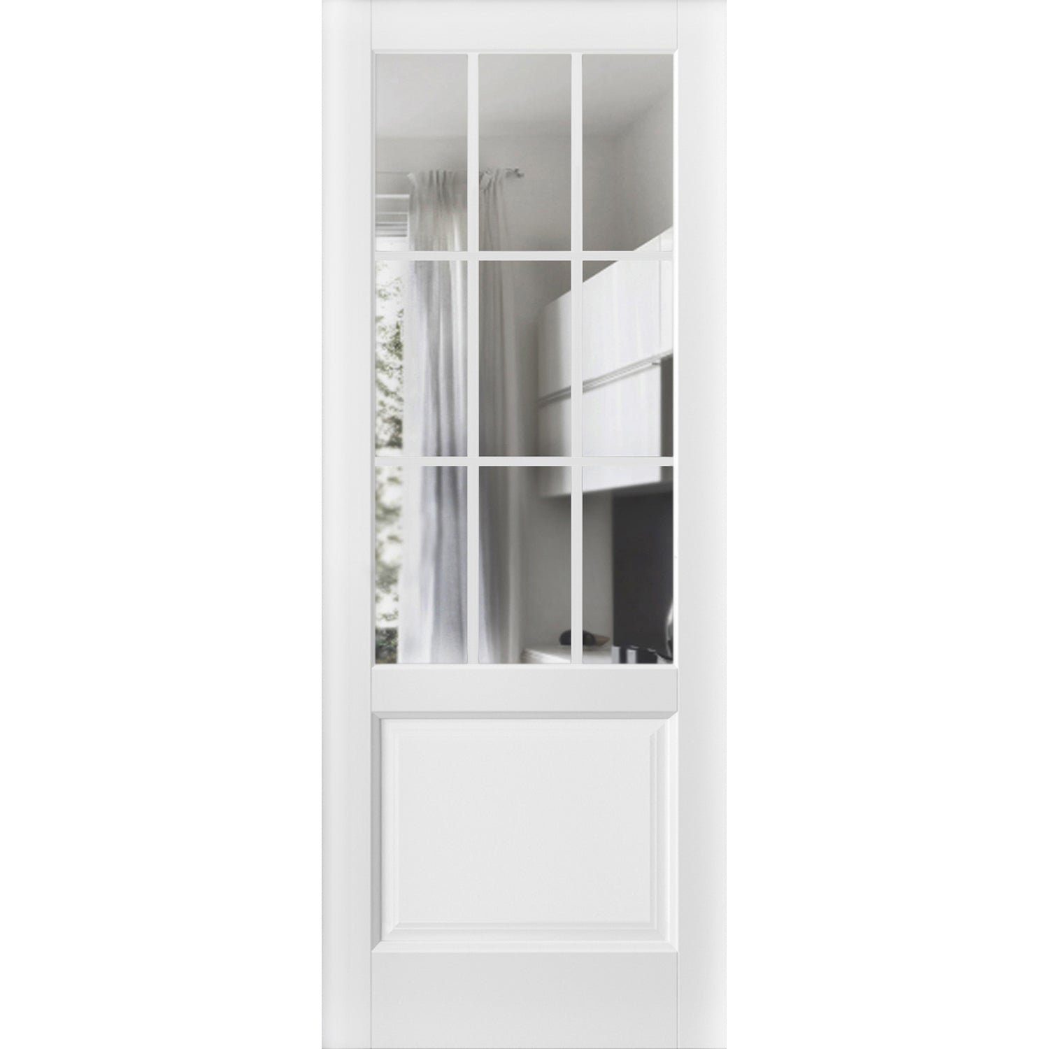 SARTODOORS Felicia Clear Glass Wood Standard White Door Slab | Wayfair