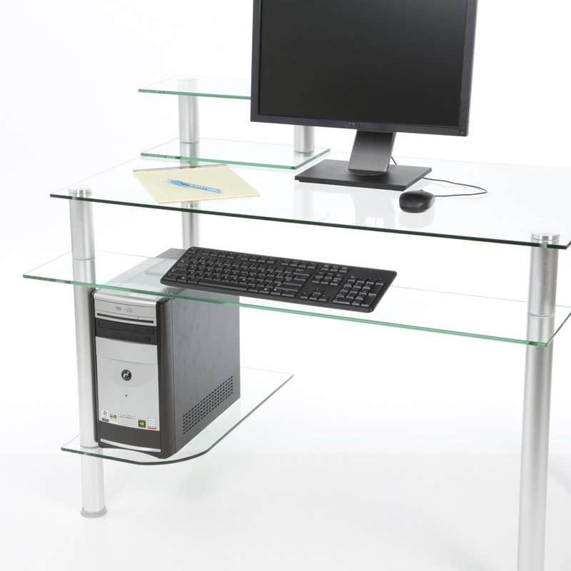 Brayden Studio® Doynton Glass Top Metal Base Computer Desk & Reviews ...