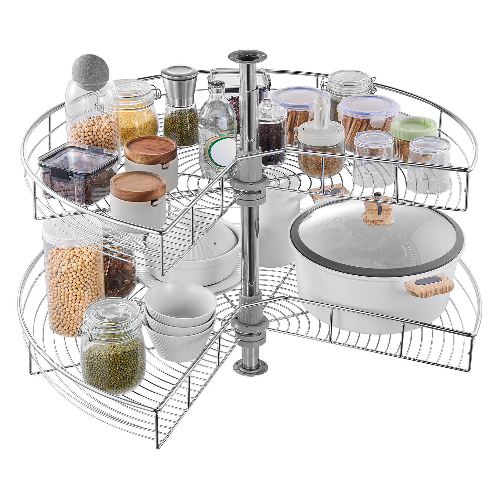 Rebrilliant 2 Tier Kidney Shaped Chrome Corner Organizer Lazy Susan ...