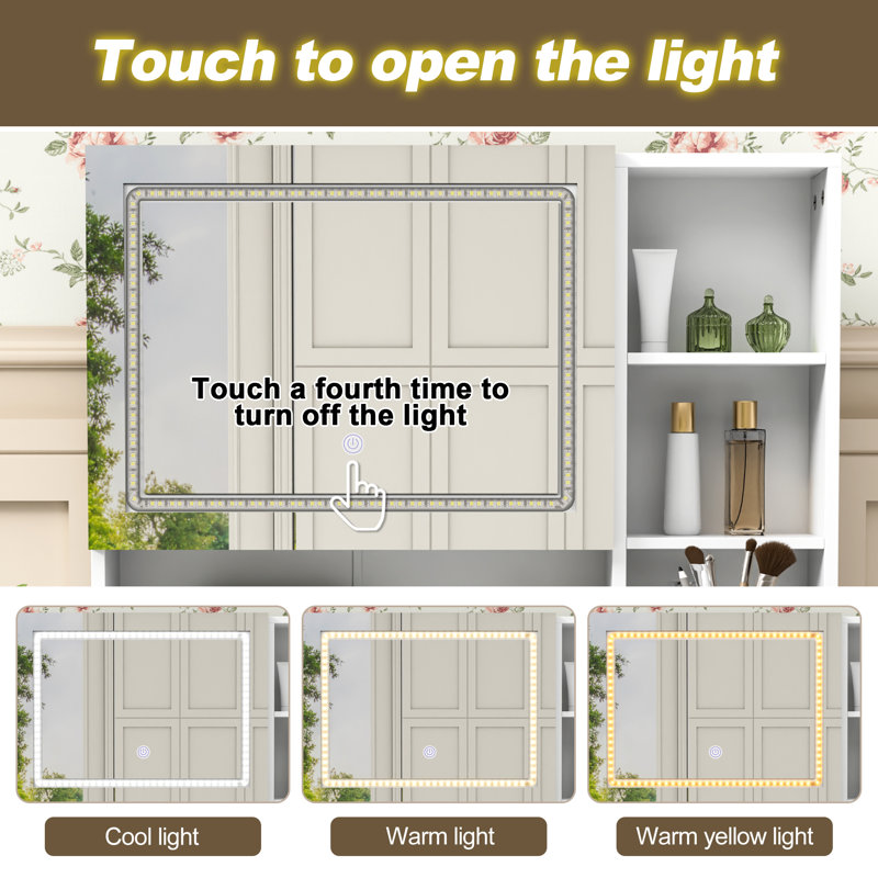 Charlton Home® Dorlan 50'' Wide With Flower Shape Vanity With Stools ...