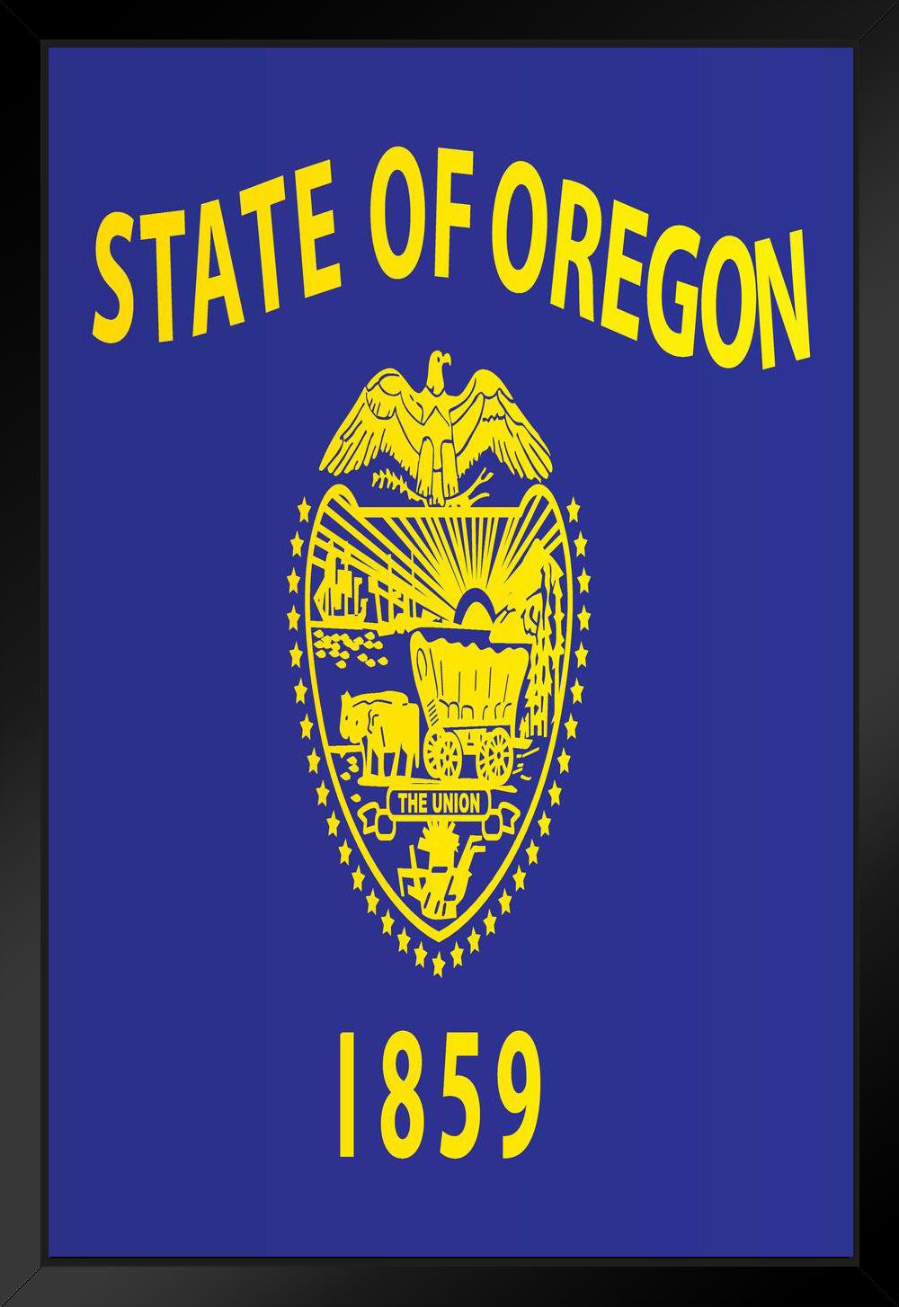 Latitude Run® Oregon State Flag Black Wood Framed Art Poster 14X20 ...