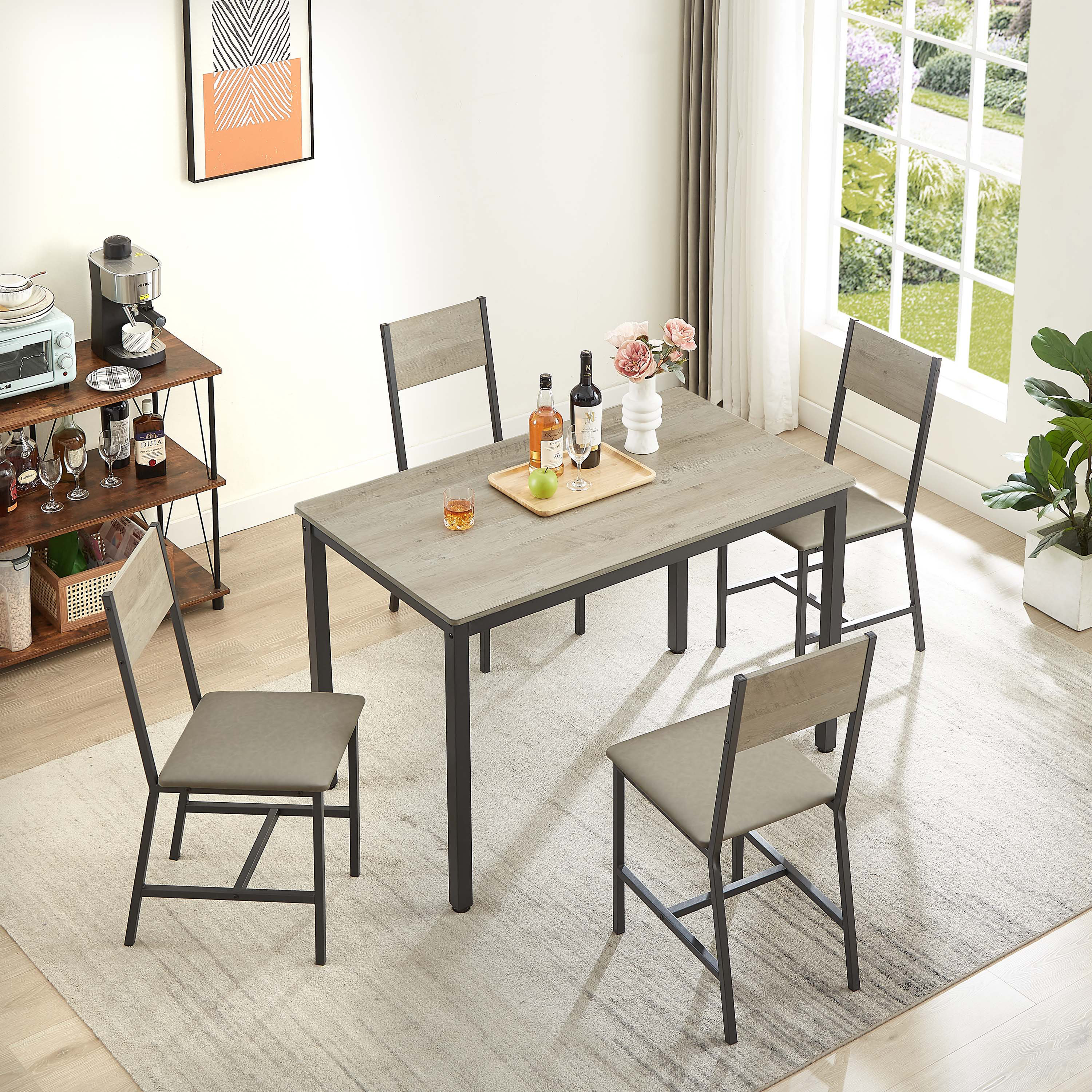 17 Stories Dining Set for 5 Kitchen Table with 4 Upholstered Chairs ...